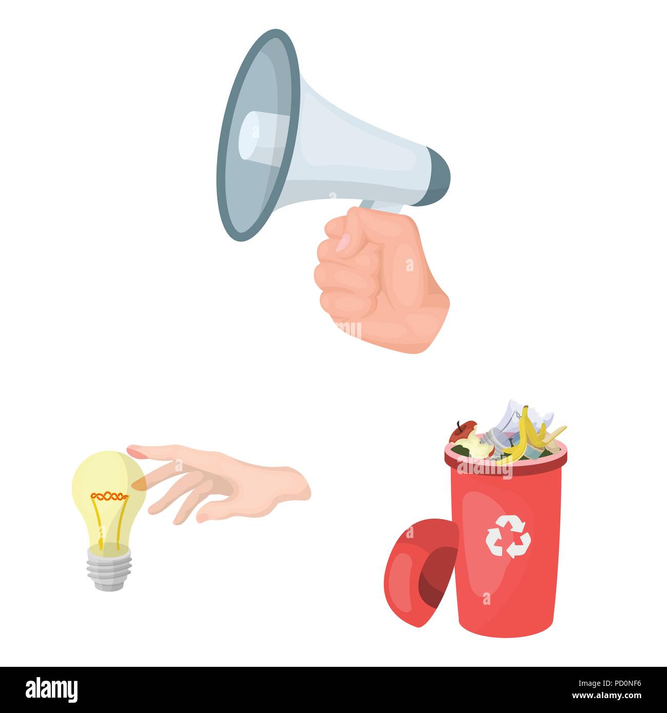 Manipulation by hands cartoon icons in set collection for design. Hand ...