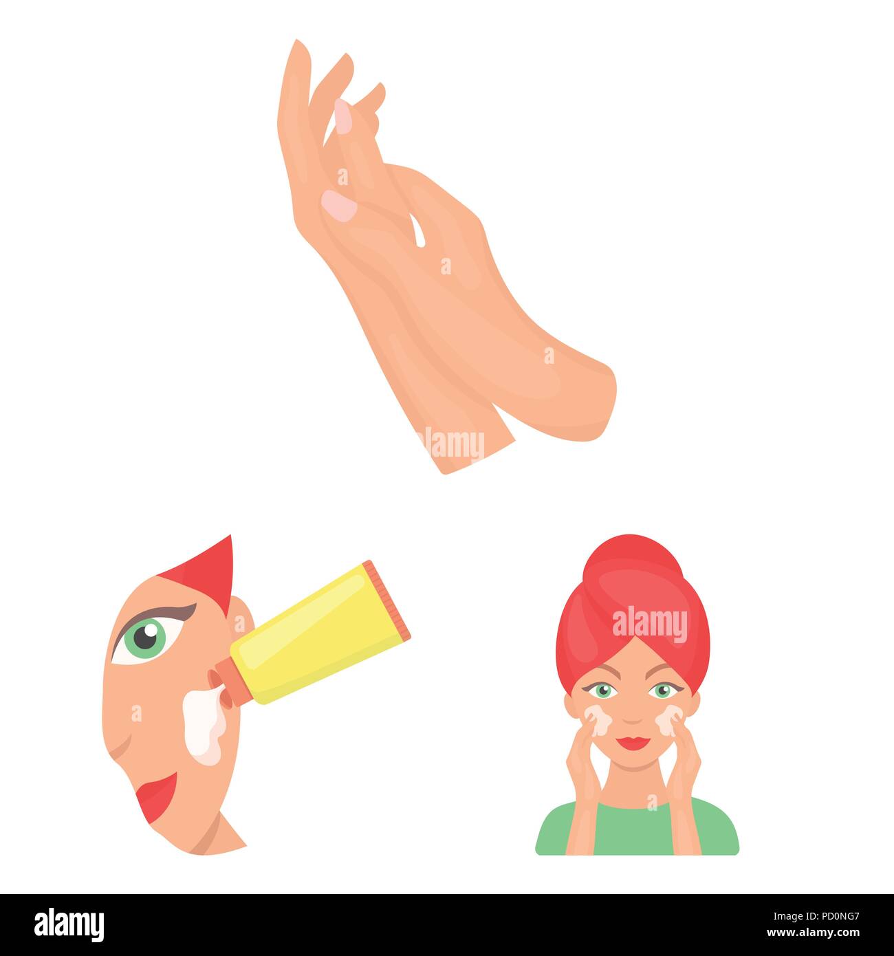 Skin care cartoon icons in set collection for design. Face and body ...