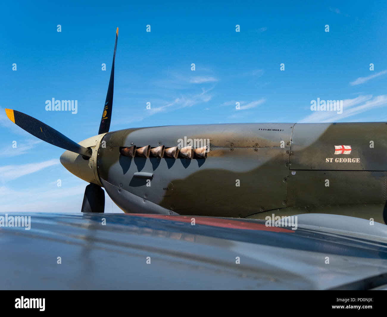 Supermarine Spitfire MKIX TD314 St George, Headcorn, Kent UK, close-up ...