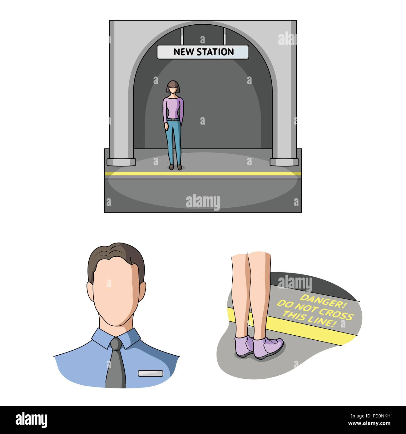 Metro, subway cartoon icons in set collection for design.Urban ...