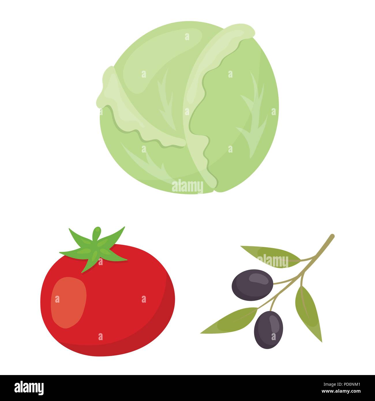 Different kinds of vegetables cartoon icons in set collection for ...