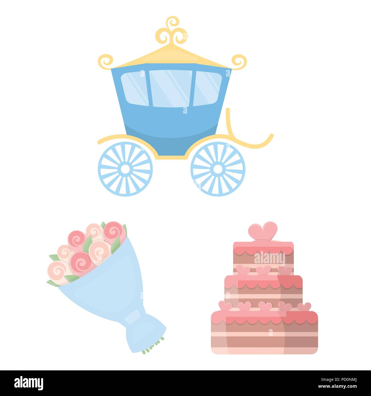 Wedding and Attributes cartoon icons in set collection for design ...