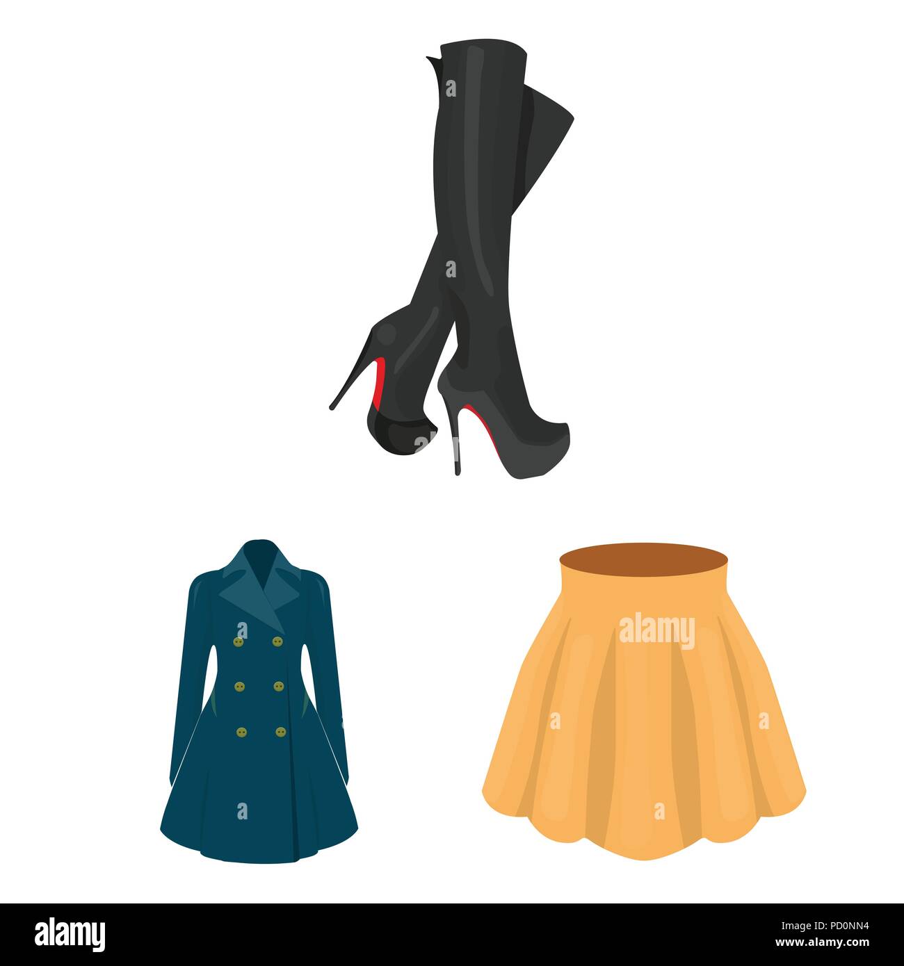 Women Clothing cartoon icons in set collection for design.Clothing ...
