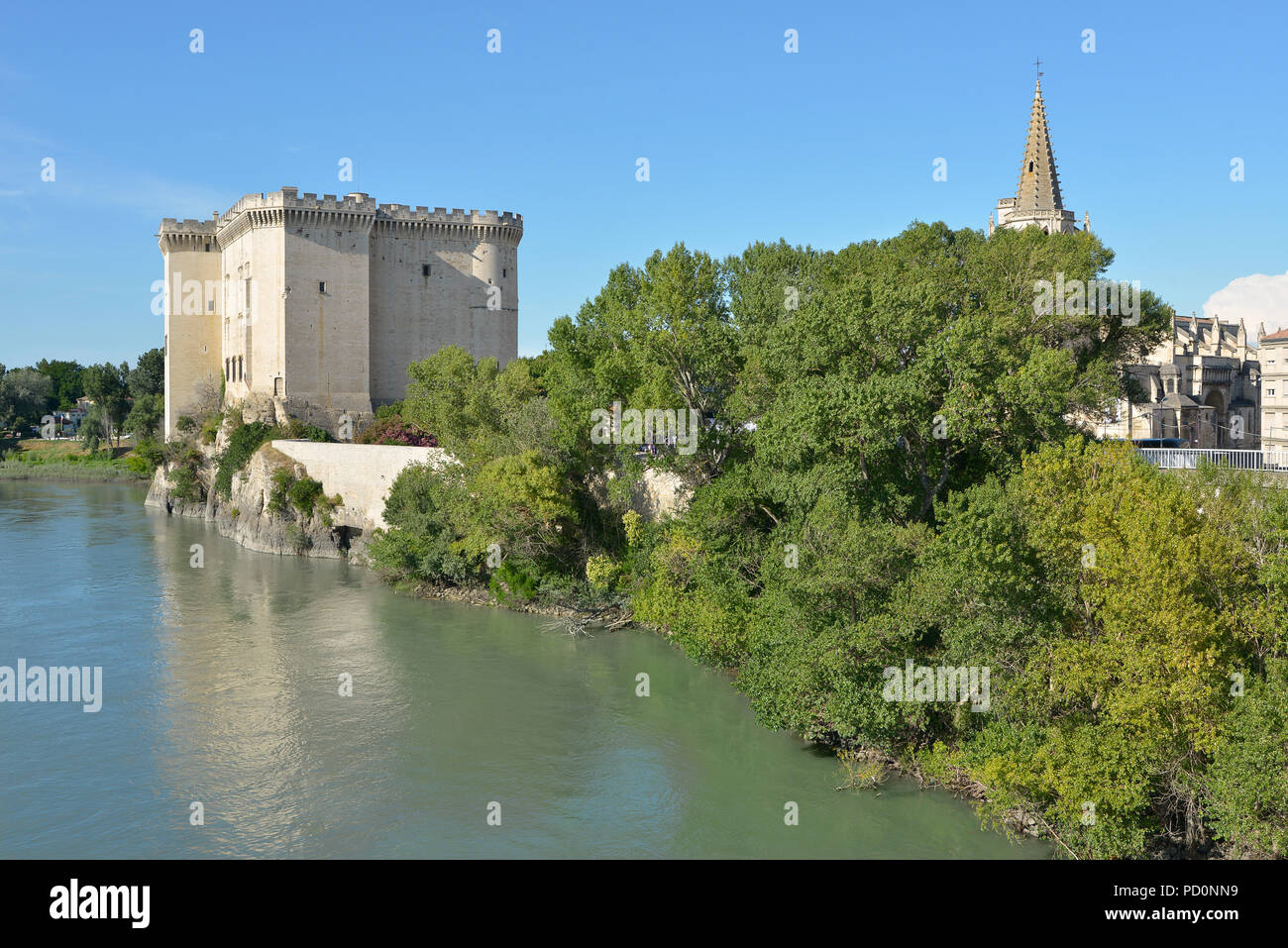 Medieval Castle of Tarascon on the Rhône River, a commune situated at ...