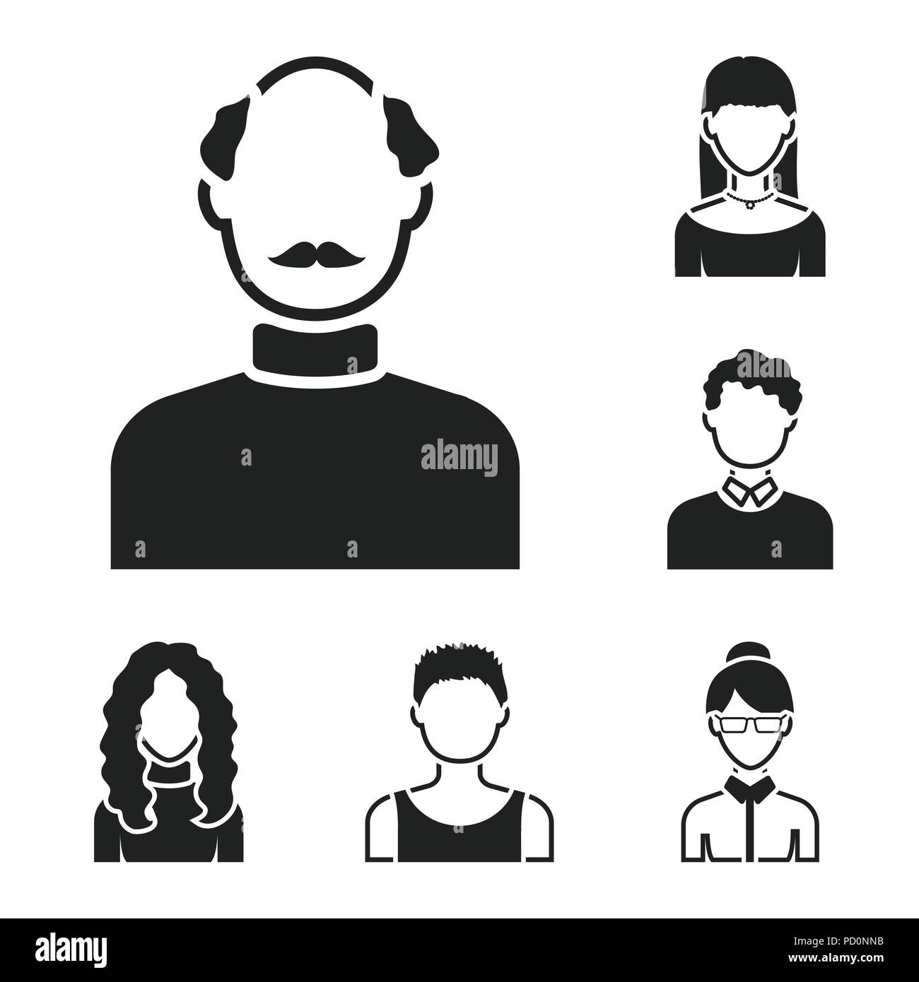 Avatar and face black icons in set collection for design. A person ...