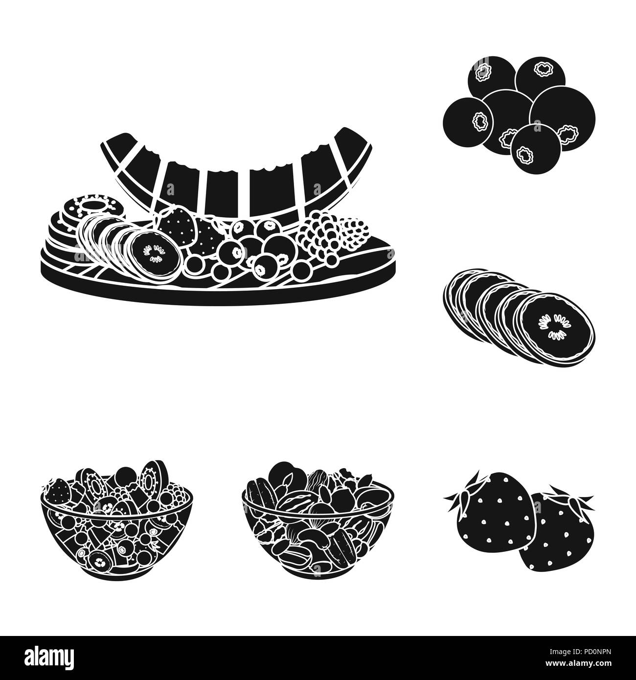 Dessert fragrant black icons in set collection for design. Food and ...