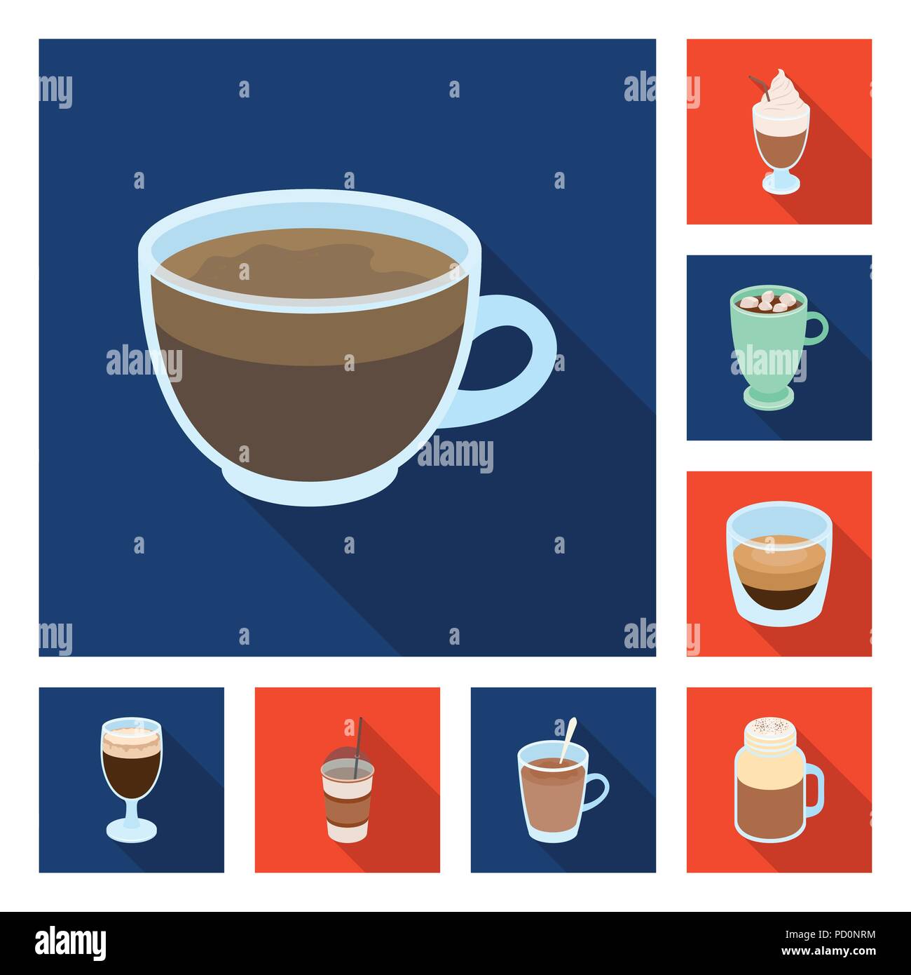 Different kinds of coffee flat icons in set collection for design ...