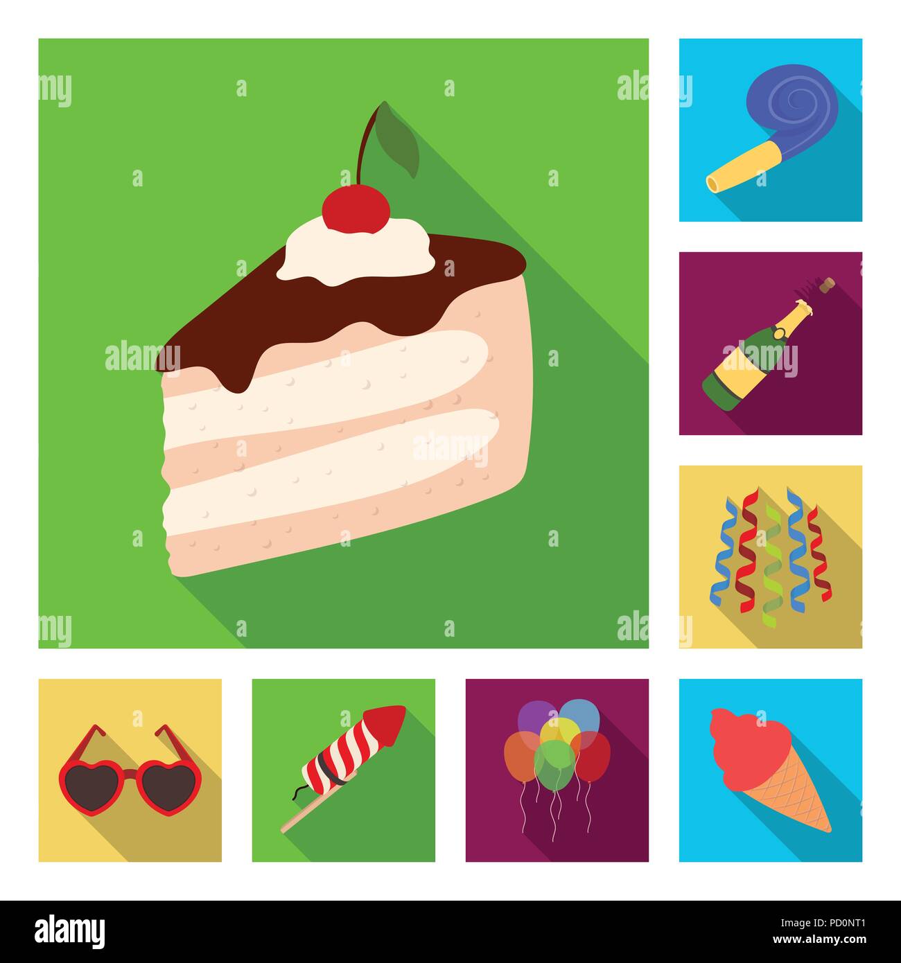 Party, entertainment flat icons in set collection for design ...