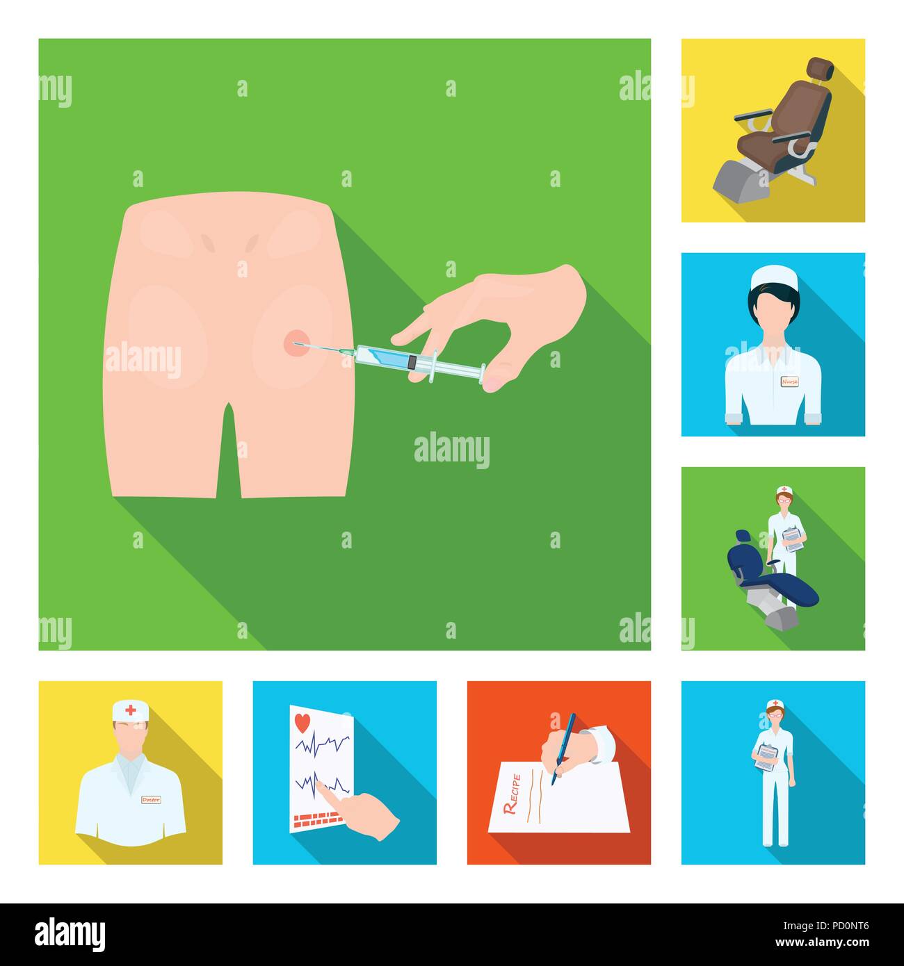 Medicine and treatment flat icons in set collection for design.Hospital ...