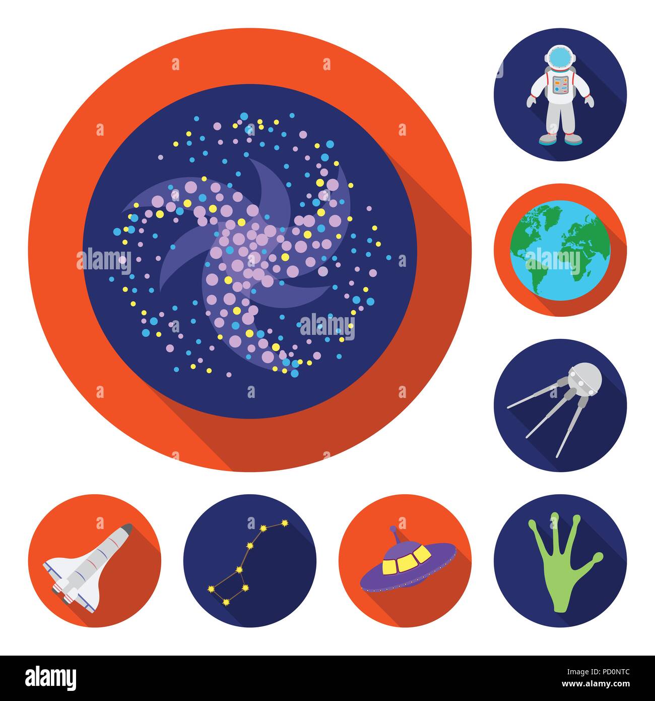 Space technology flat icons in set collection for design.Spacecraft and ...