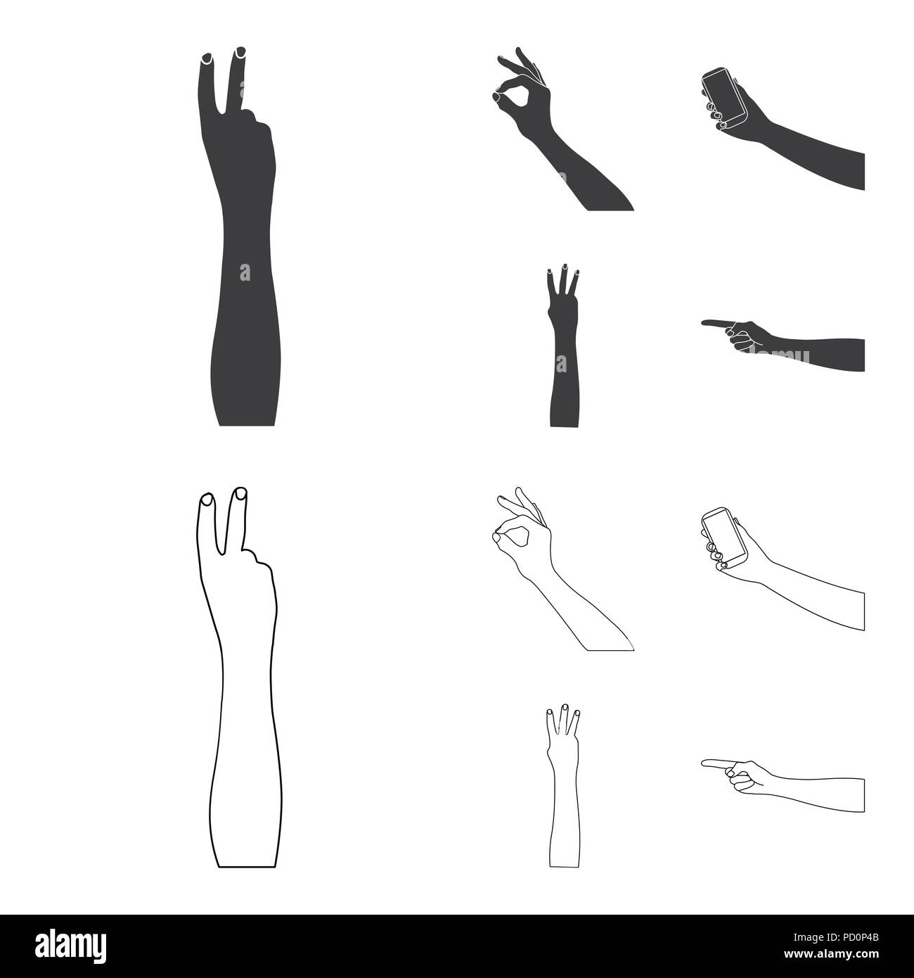 Sign Language black,outline icons in set collection for design ...