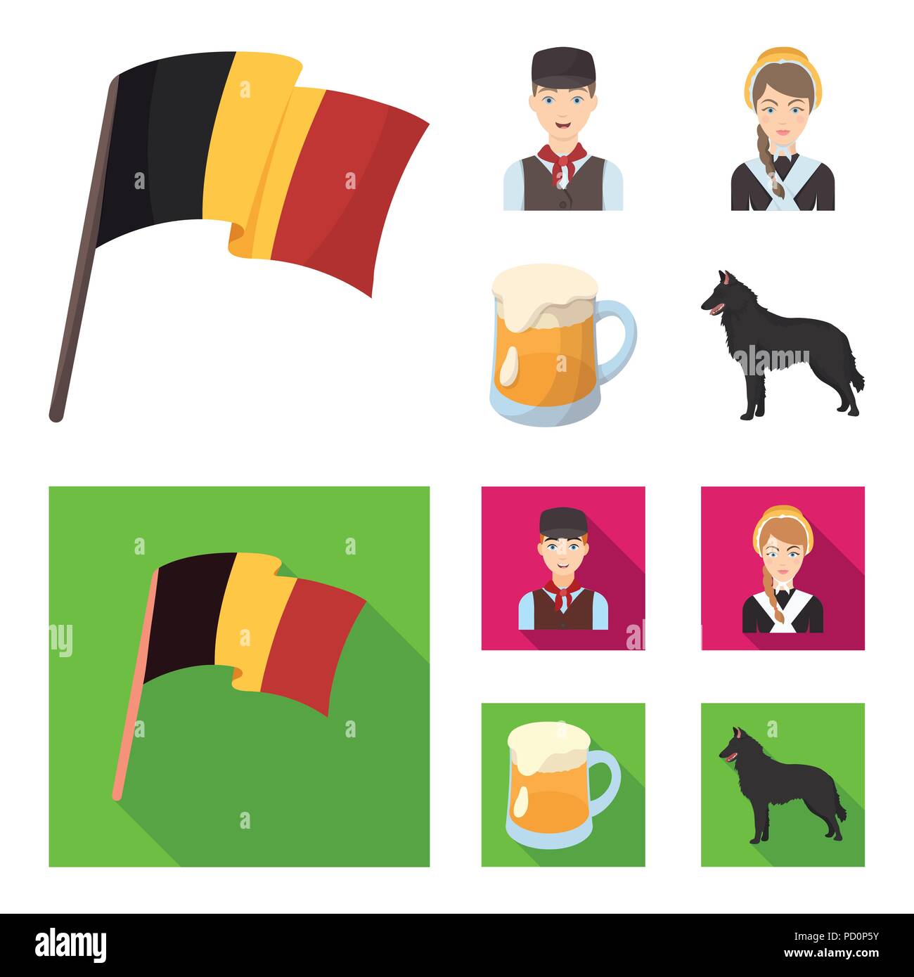 National flag, belgians and other symbols of the country.Belgium set ...