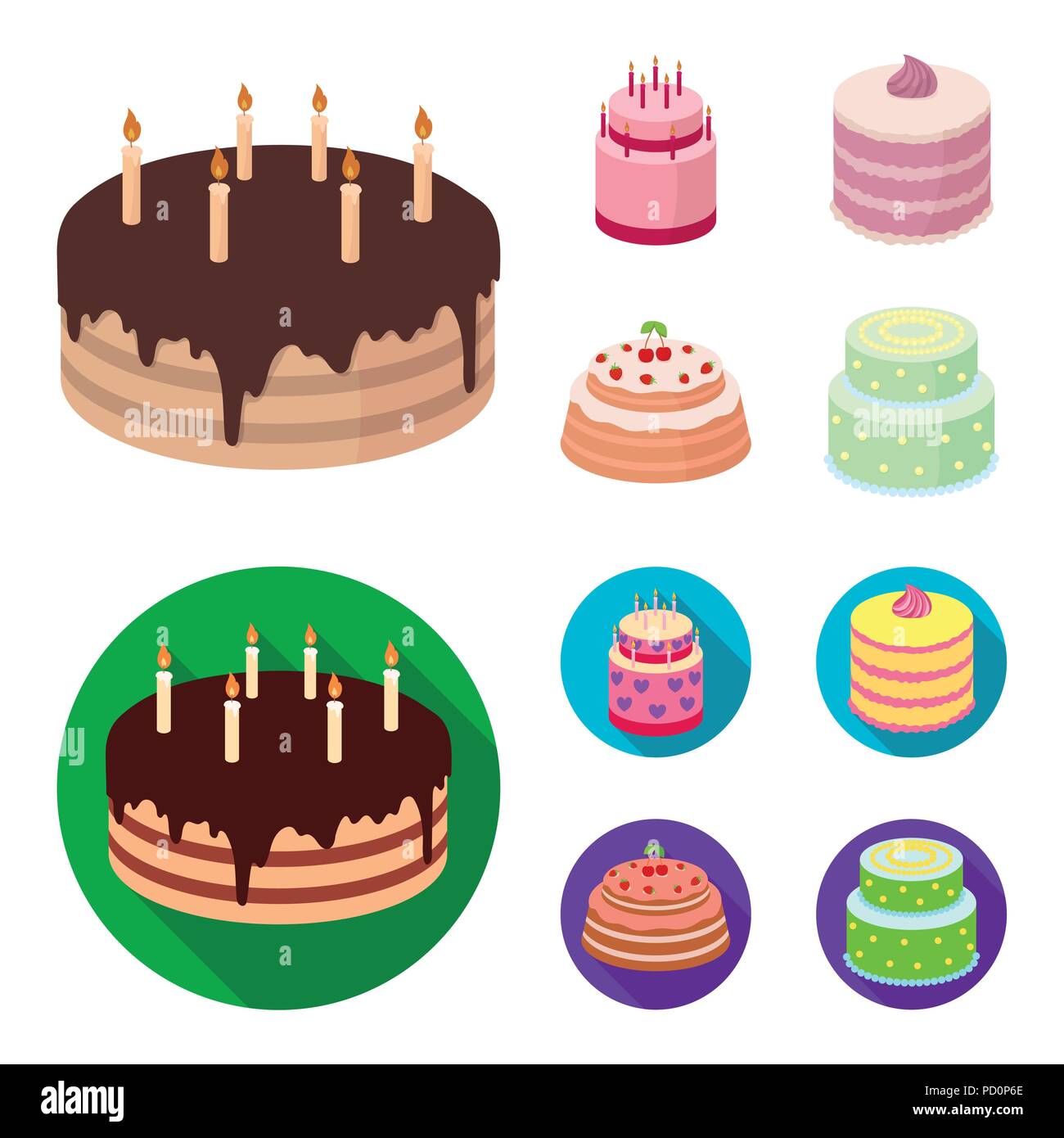 Sweetness, dessert, cream, treacle .Cakes country set collection icons ...