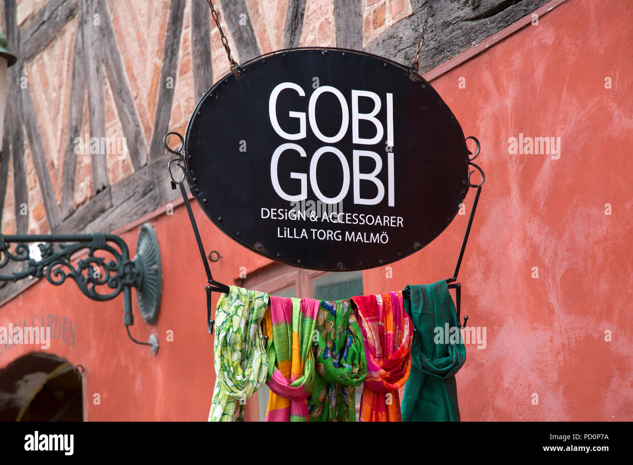 Gobi Gobi Design Shop Sign; Lilla Torg Square; Malmo; Sweden Stock ...