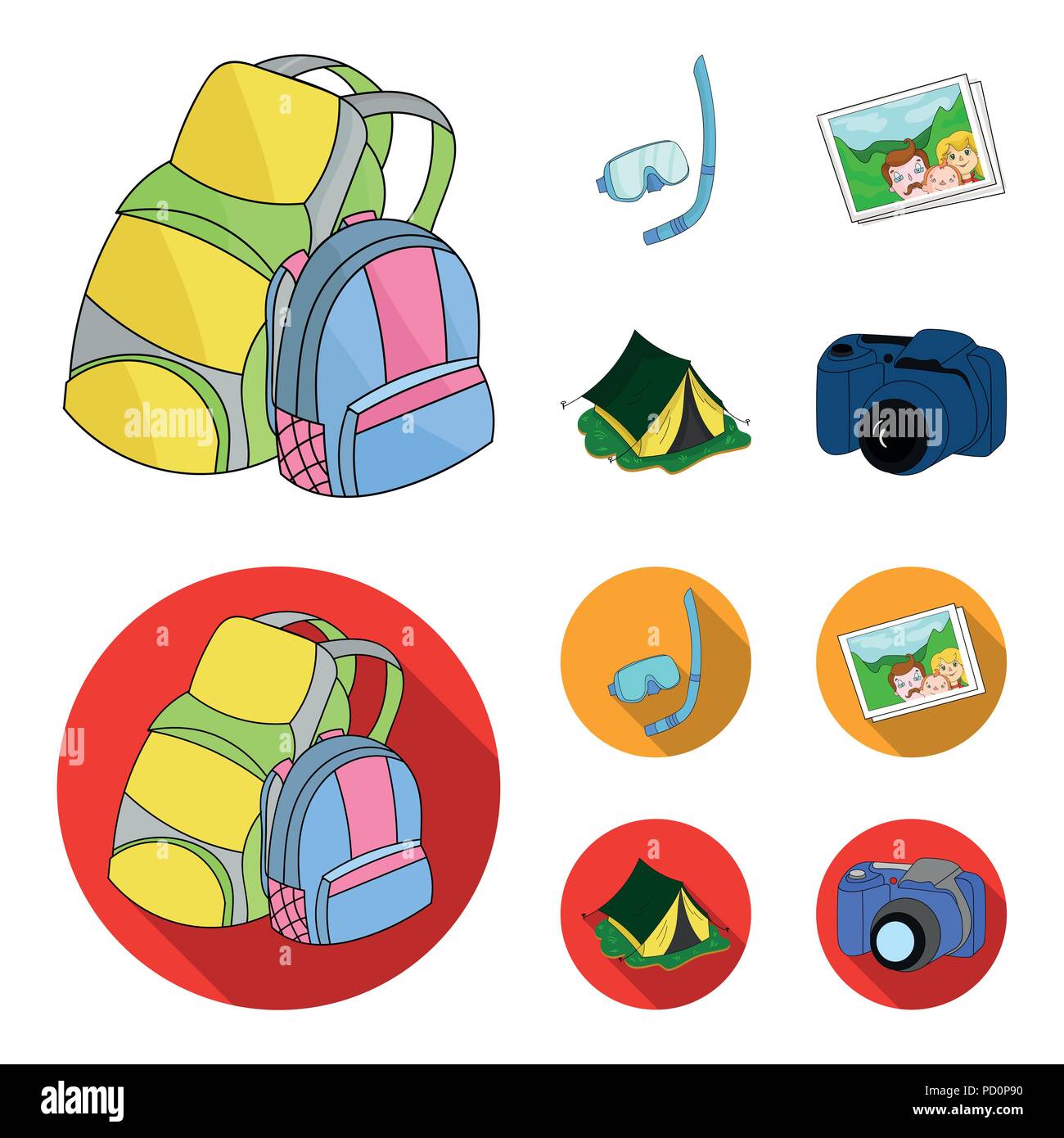 Travel, vacation, backpack, luggage .Family holiday set collection ...