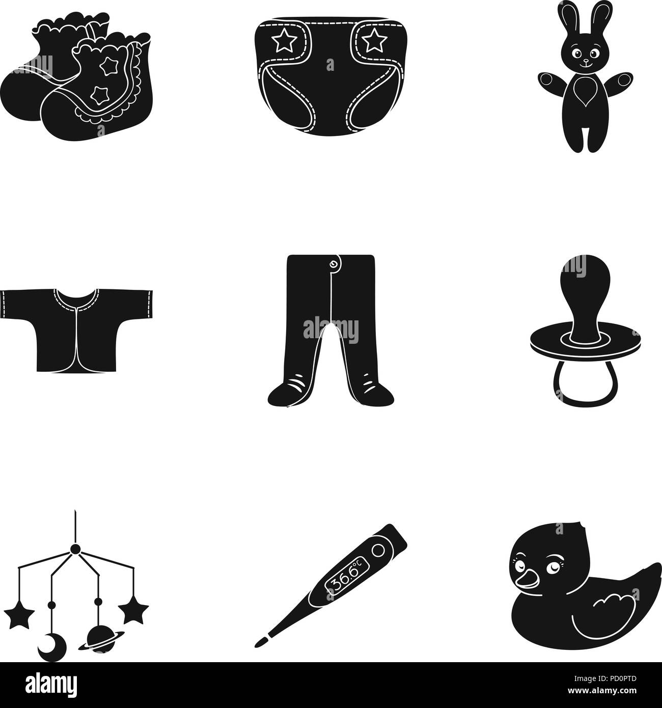 Baby born set icons in black design. Big collection of baby born vector ...