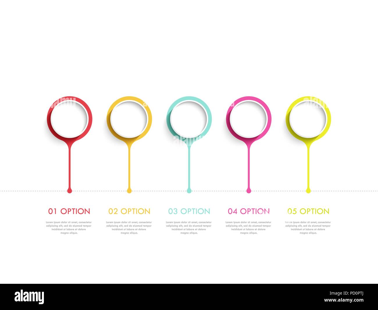 Modern abstract 3D infographic template with five steps. Business circle template with options ...