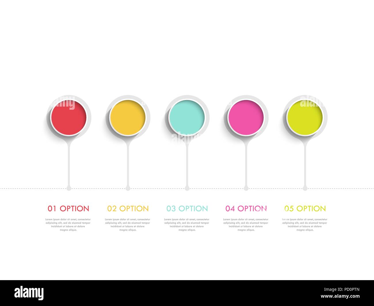 Modern abstract 3D infographic template with five steps. Business circle template with options ...