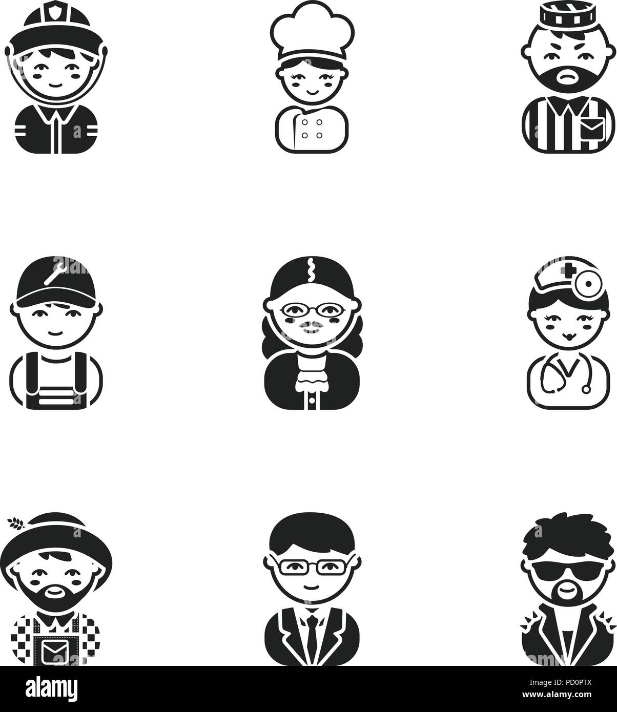 Profession set icons in black style. Big collection of profession ...