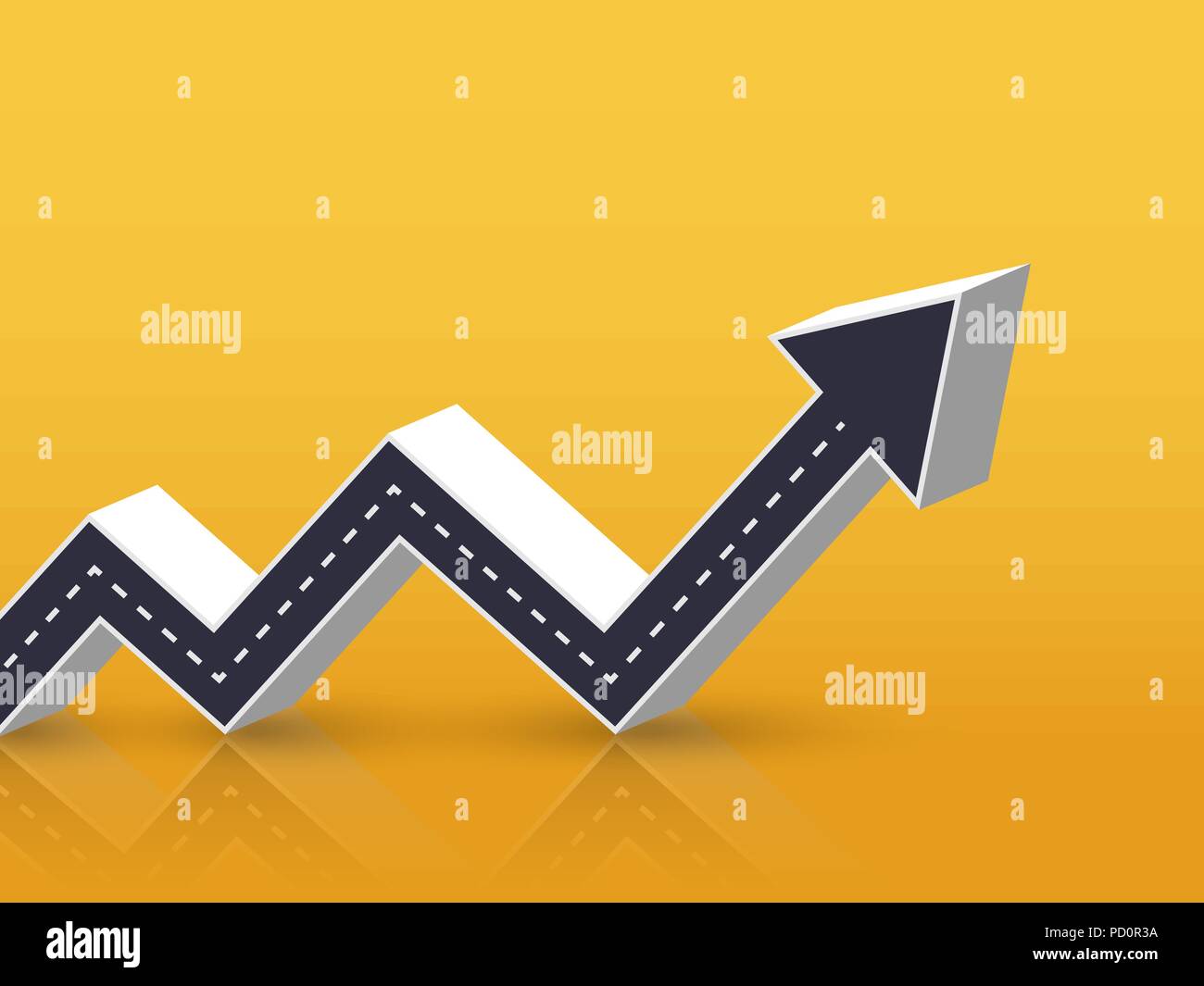 3D Arrow Road Growth Up Concept. Infographic Template for business ...