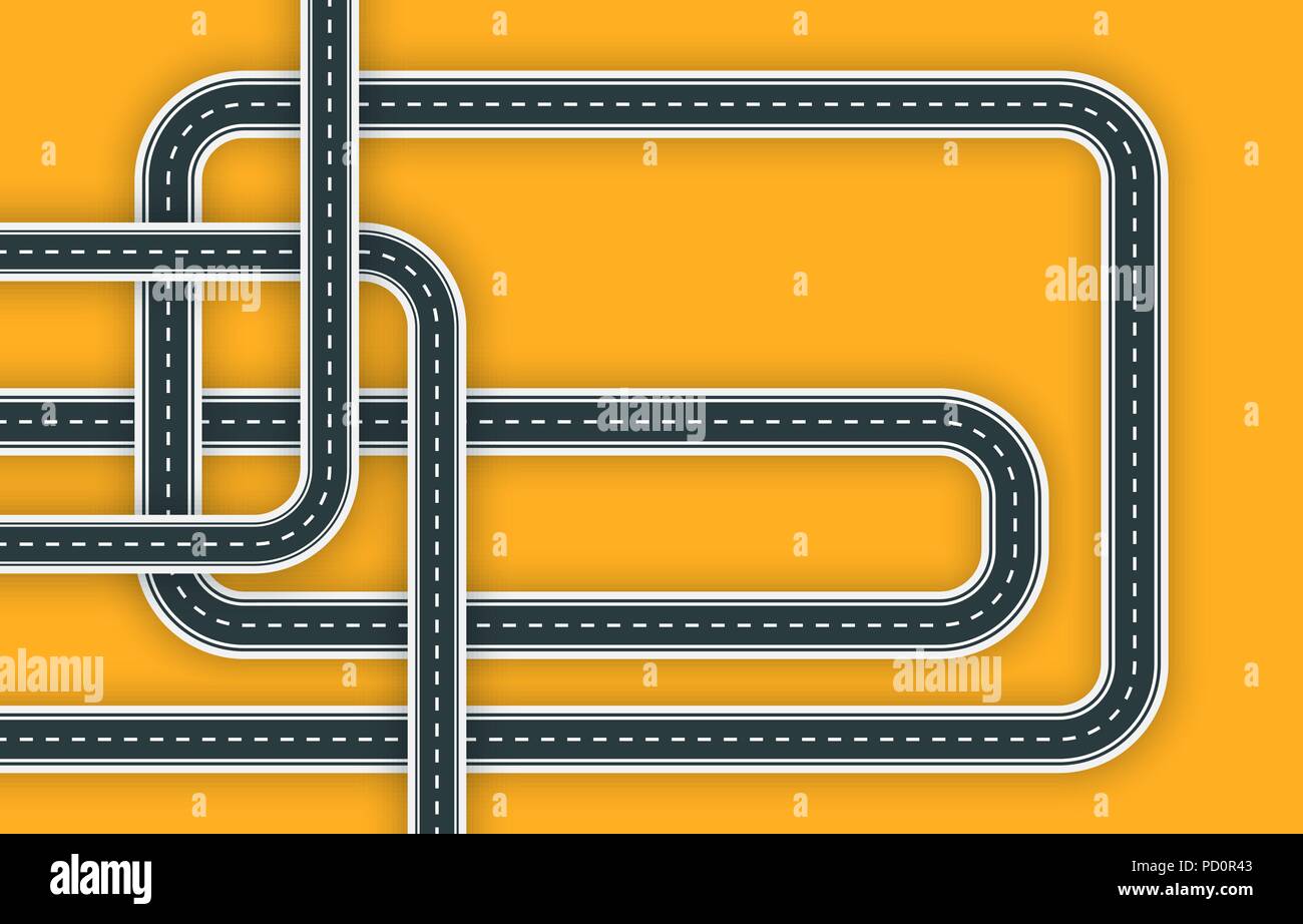 Futuristic road map background. Abstract GPS navigation banner. Winding ...