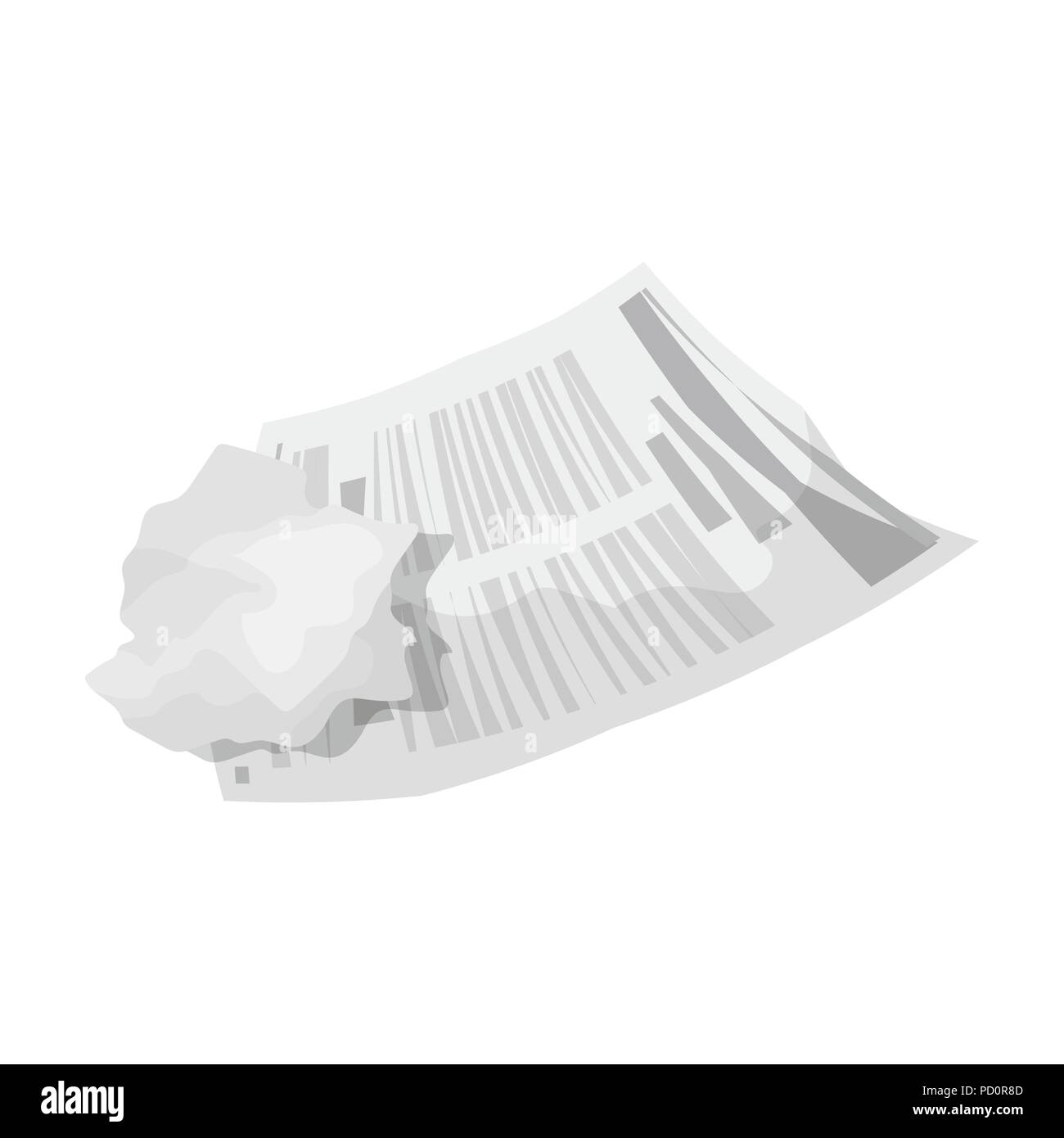 Crumpled paper icon in cartoon style isolated on white background ...