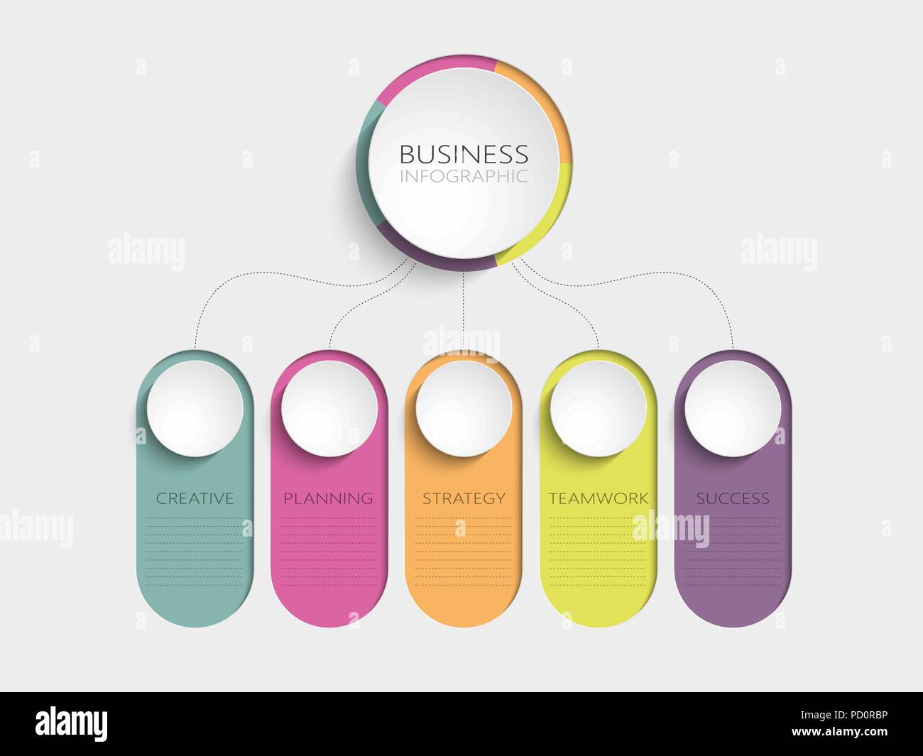 Modern abstract 3D infographic template with five steps for success. Business circle template ...