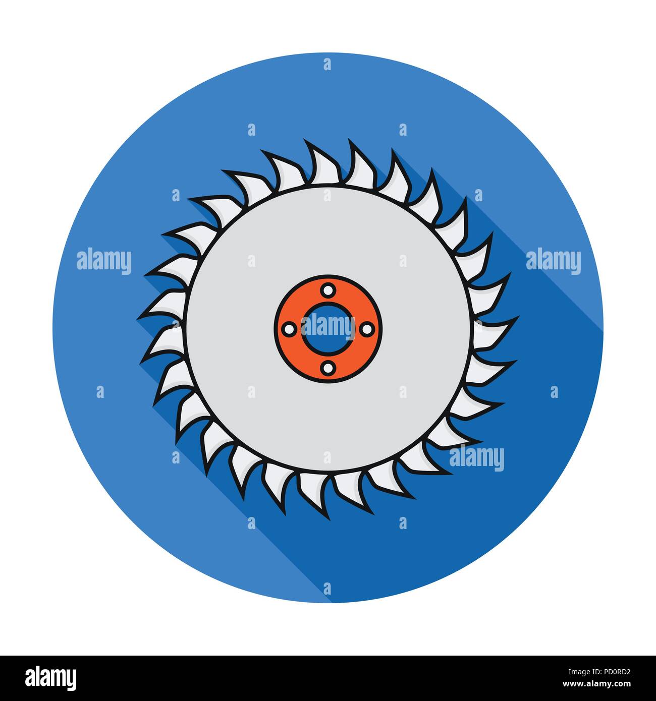 Saw disc icon in flat style isolated on white background. Sawmill and ...