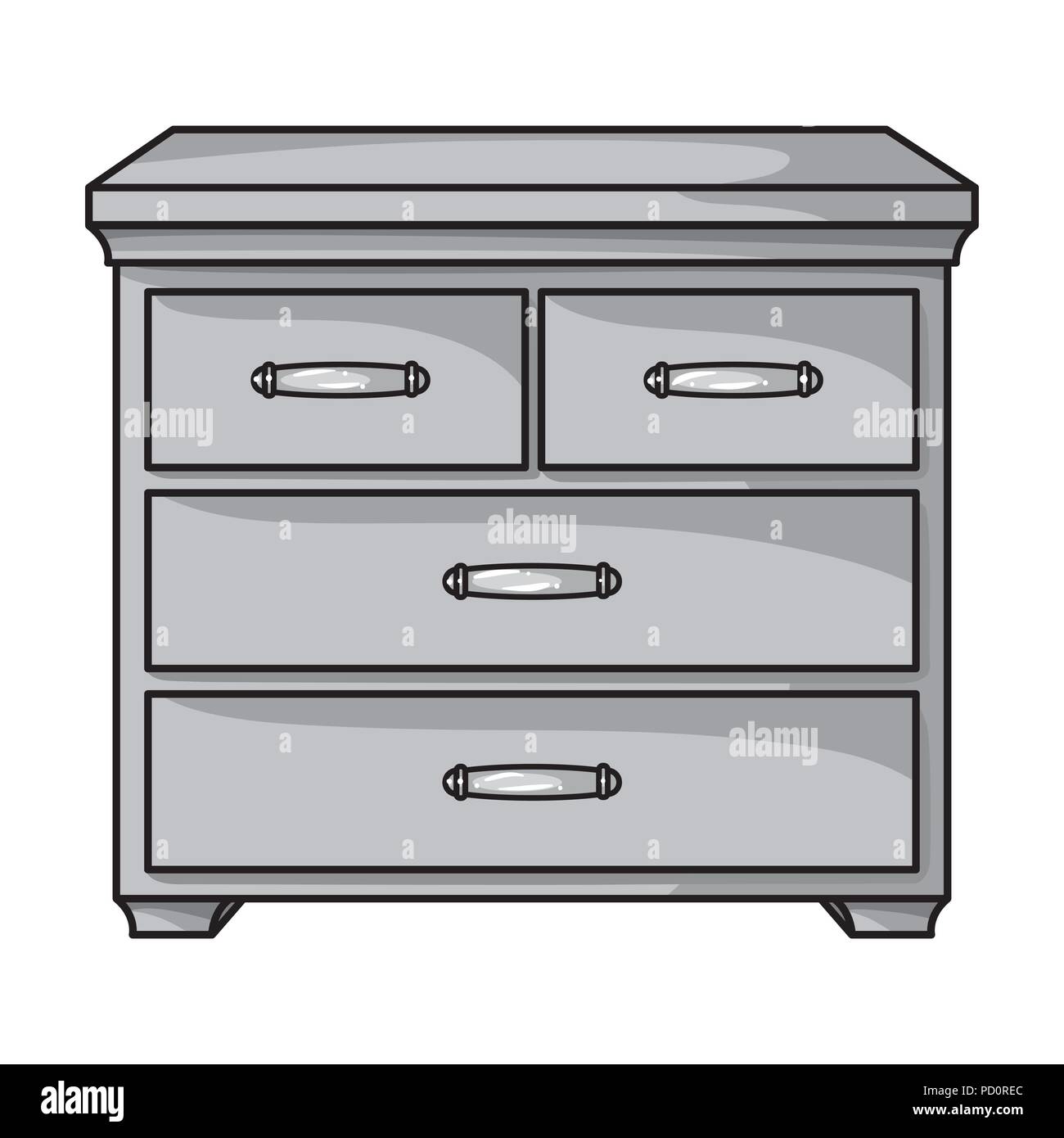 Wooden cabinet with drawers icon in monochrome style isolated on white ...