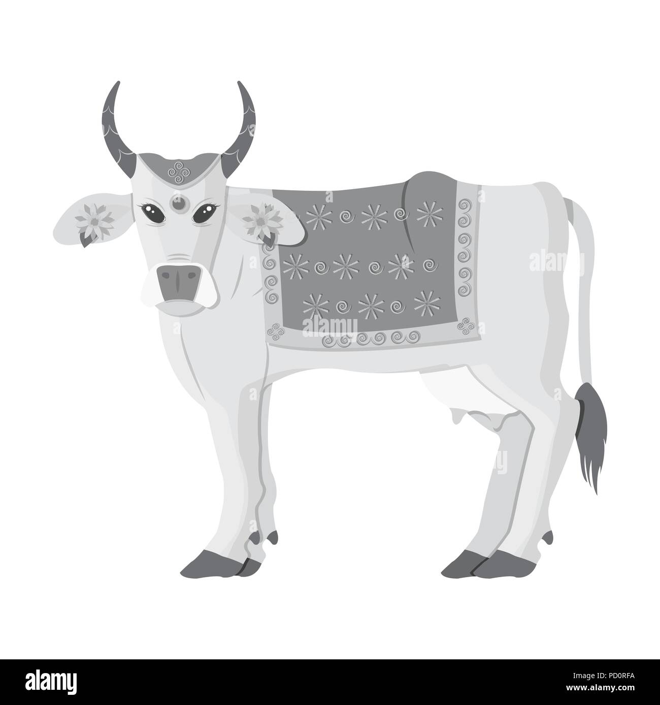 Sacred cow icon in monochrome style isolated on white background. India ...
