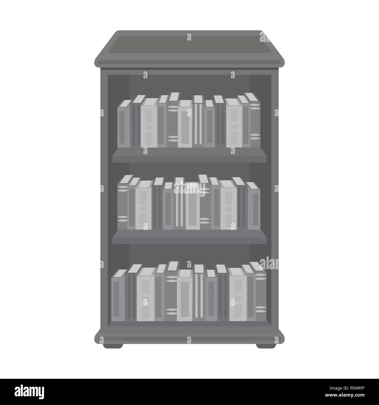 Bookcase with books icon in monochrome design isolated on white ...