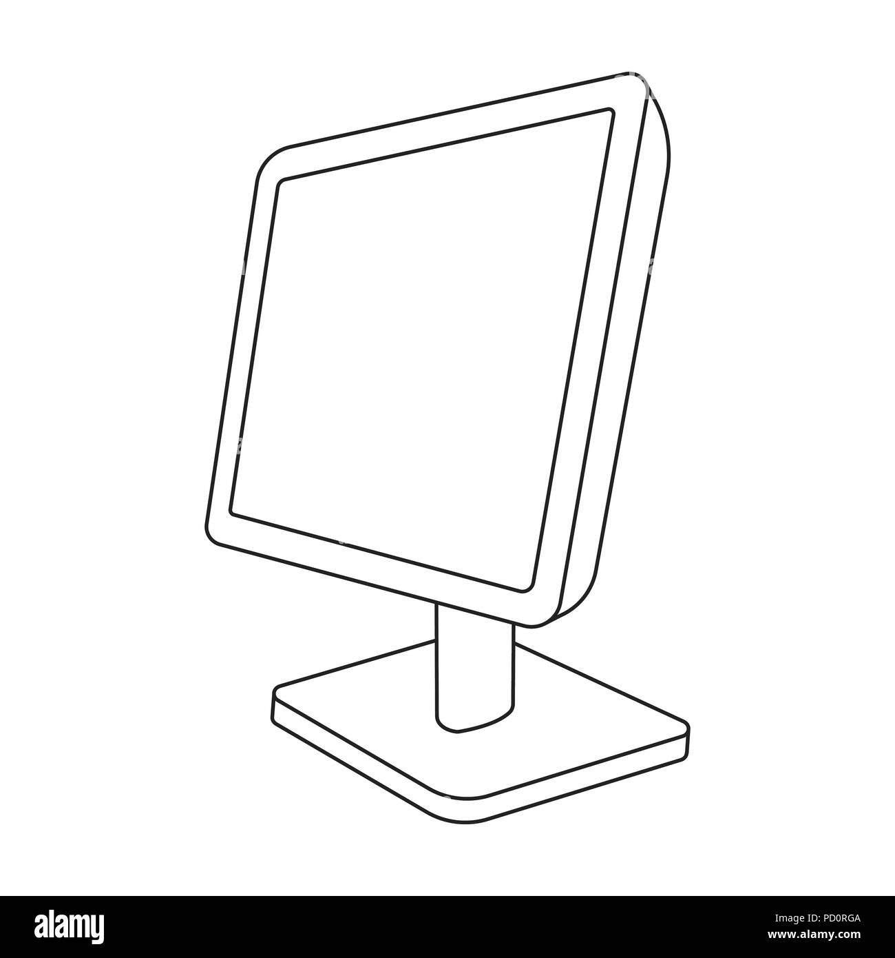 Computer Monitor Icon In Outline Design Isolated On White Background