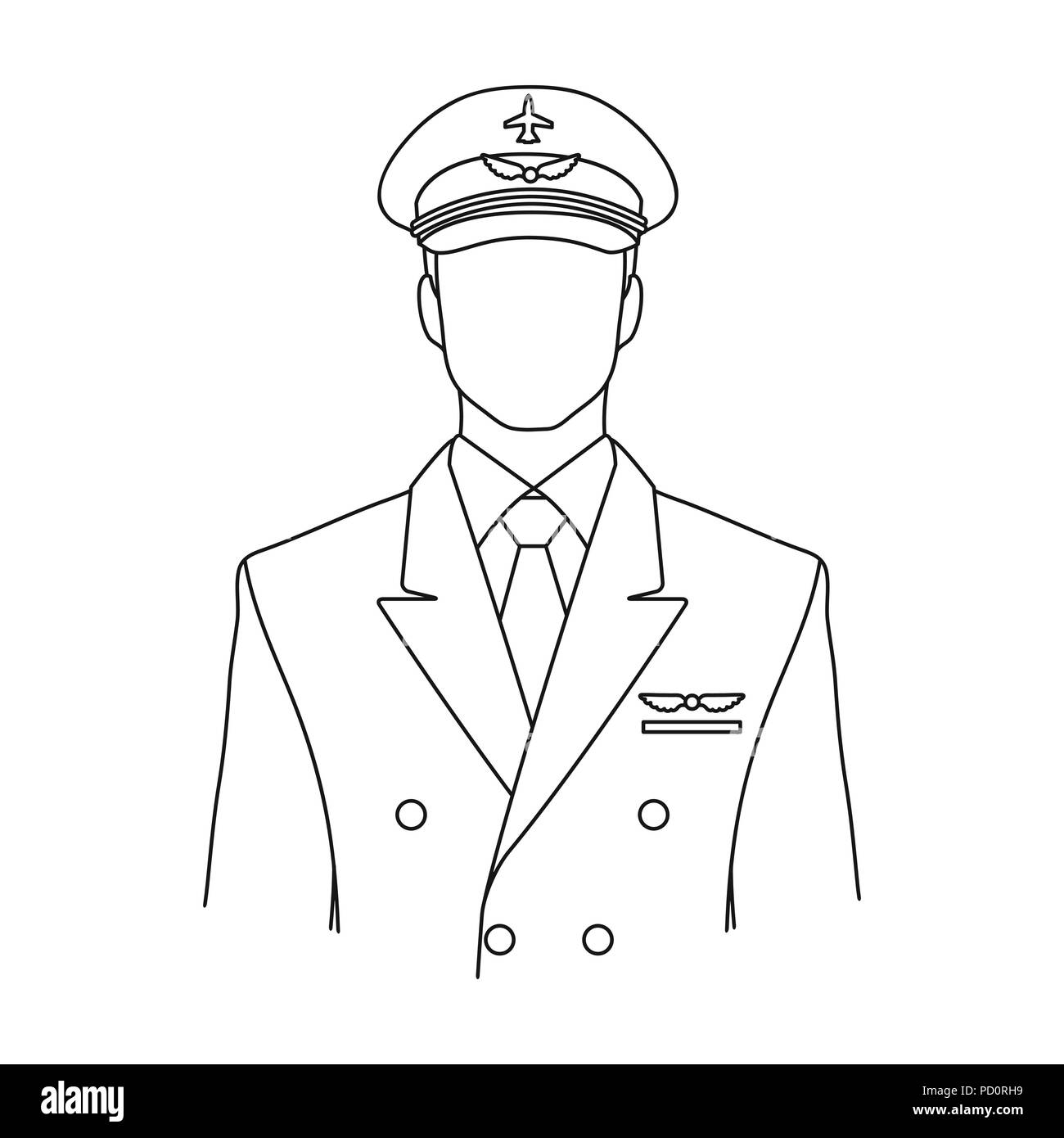 Pilot.Professions single icon in outline style vector symbol stock ...