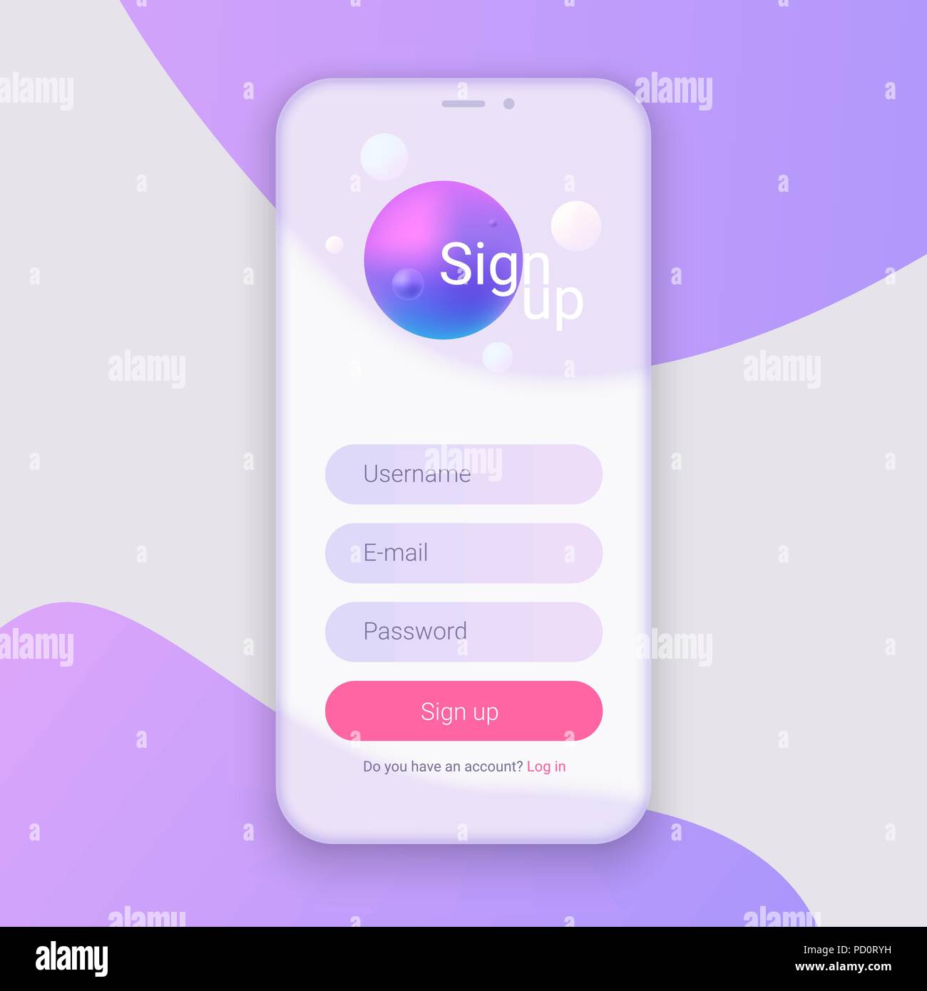 Sign Up Screen. Clean Mobile UI Design Concept. Application with ...