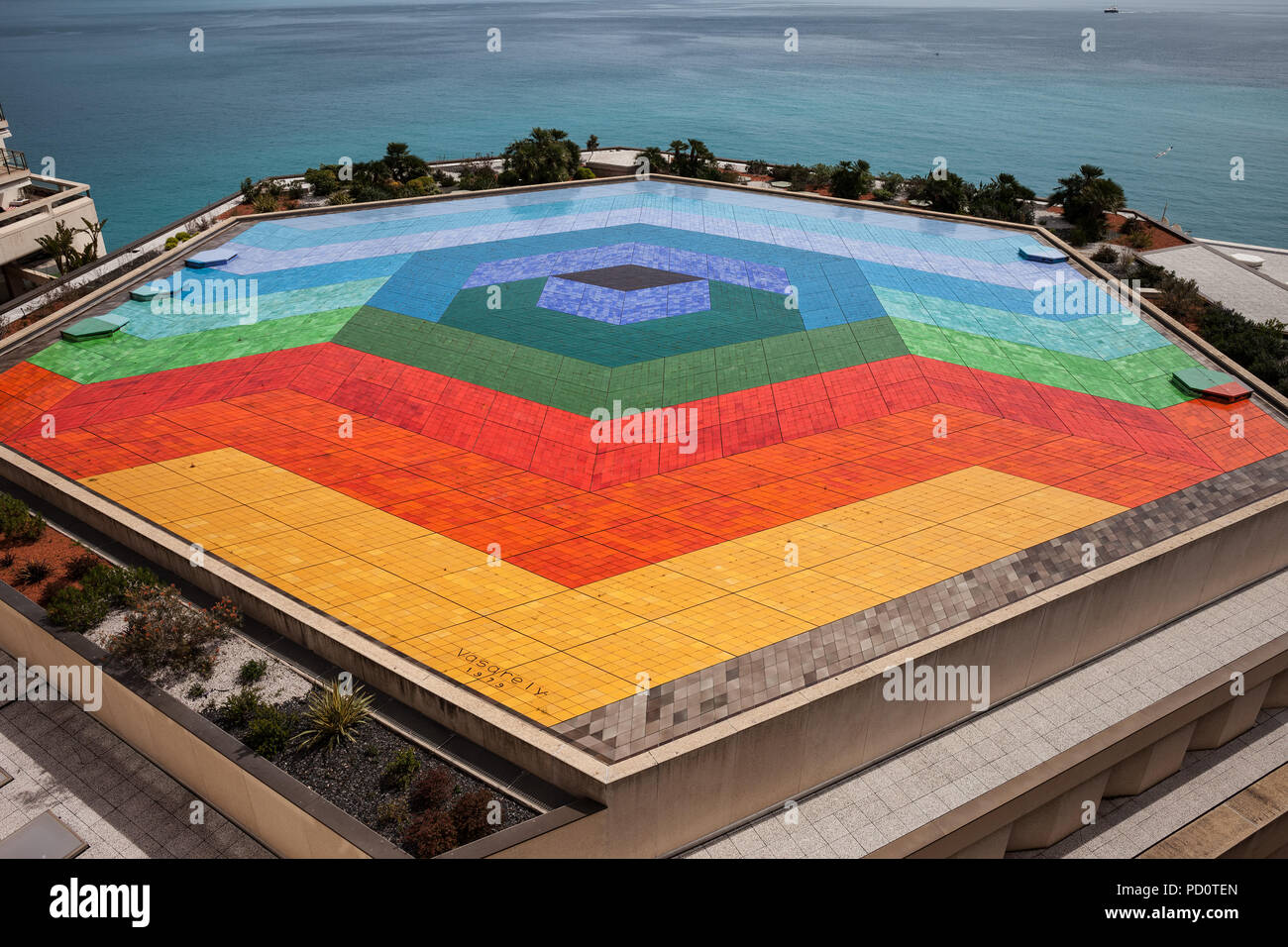 Hexa Grace instalment by Victor Vasarely on the roof of the Monaco ...