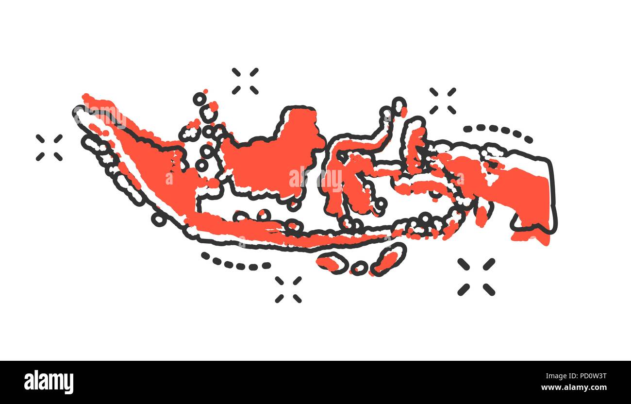 Vector cartoon Indonesia map icon in comic style. Indonesia sign ...