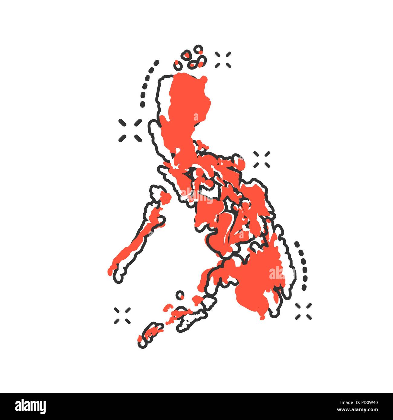Vector cartoon Philippines map icon in comic style. Philippines sign ... Vector cartoon Philippines map icon in comic style. Philippines sign ...