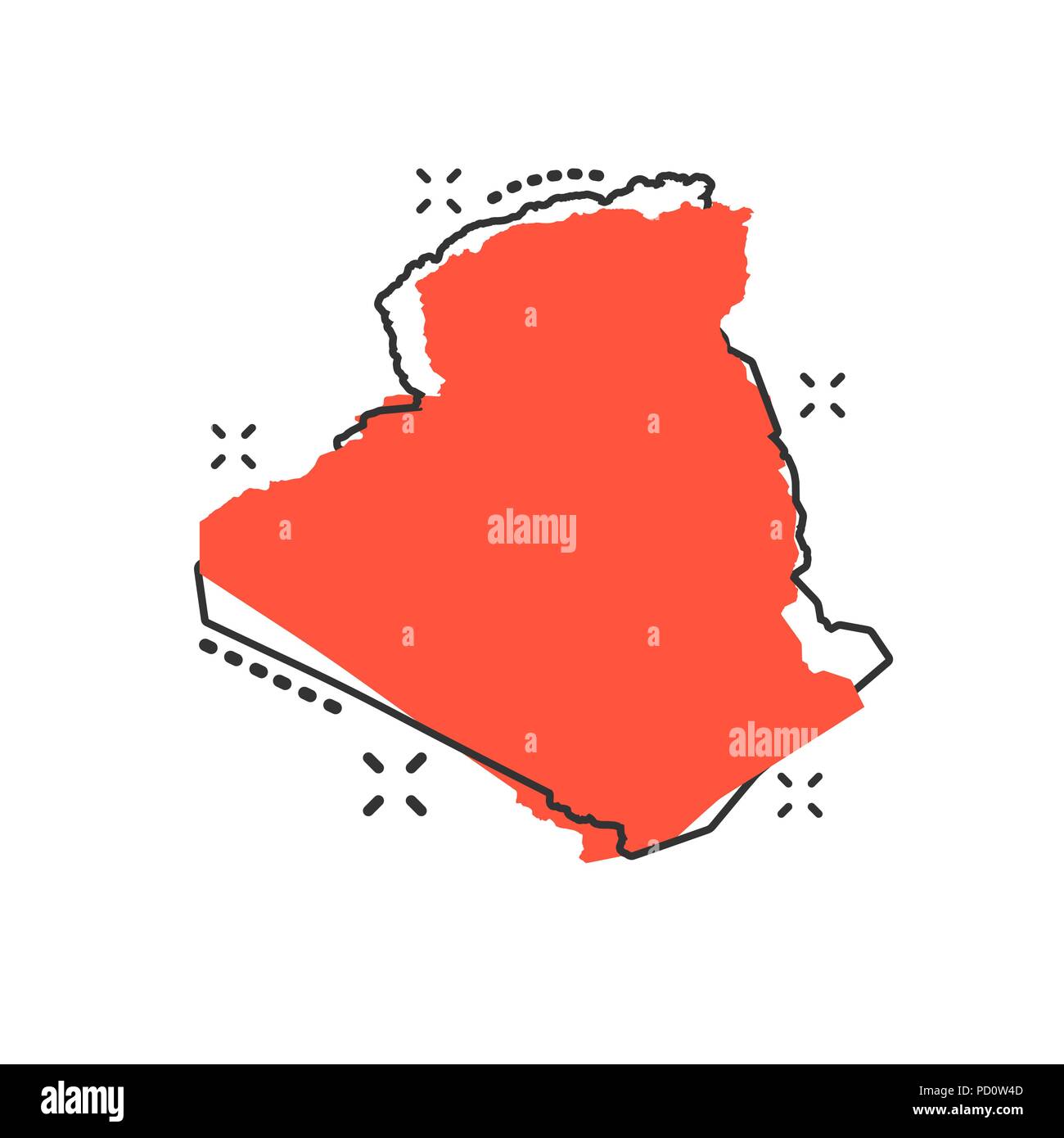 Vector cartoon Algeria map icon in comic style. Algeria sign ...