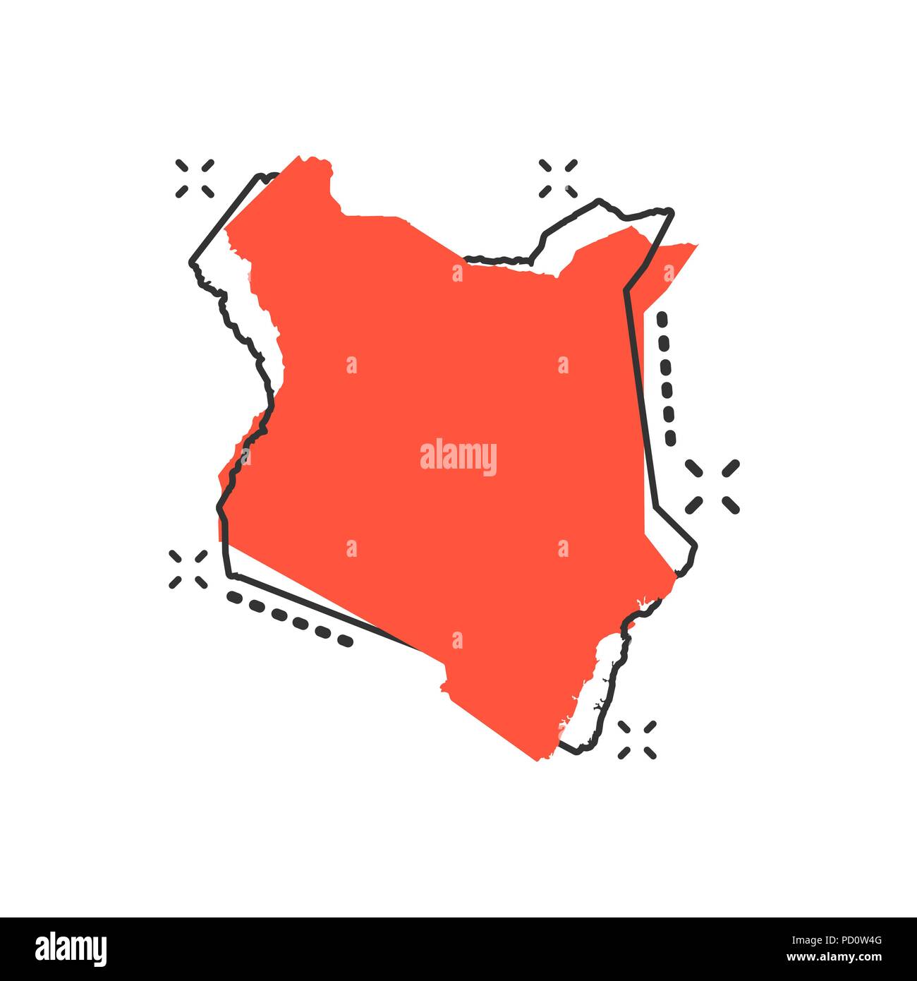 Vector cartoon Kenya map icon in comic style. Kenya sign illustration ...