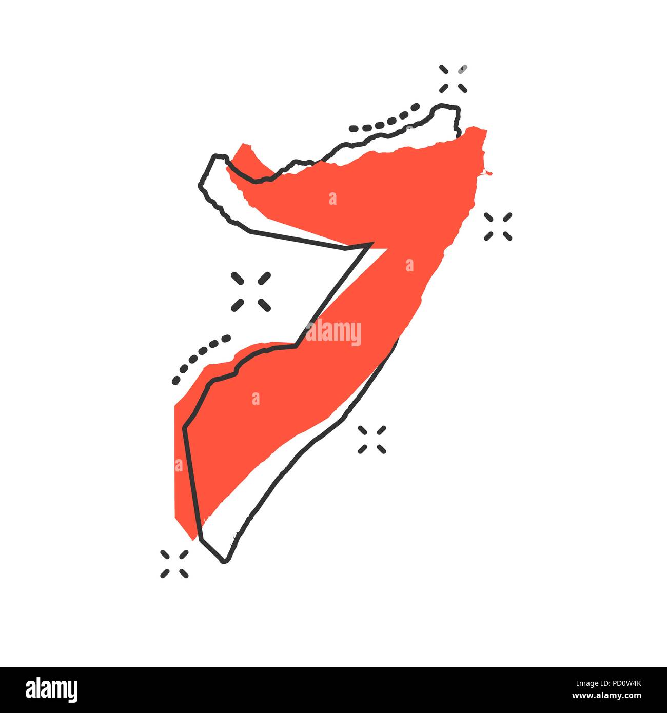 Vector cartoon Somalia map icon in comic style. Somalia sign ...