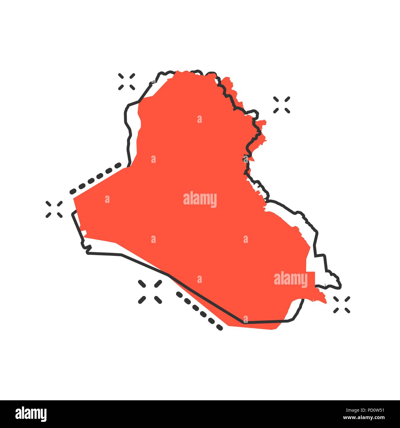 Vector cartoon Iraq map icon in comic style. Iraq sign illustration ...