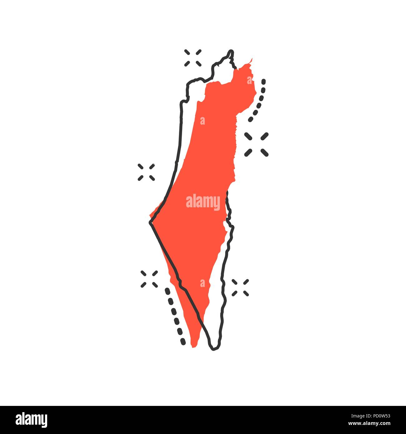 Vector cartoon Israel map icon in comic style. Israel sign illustration ...