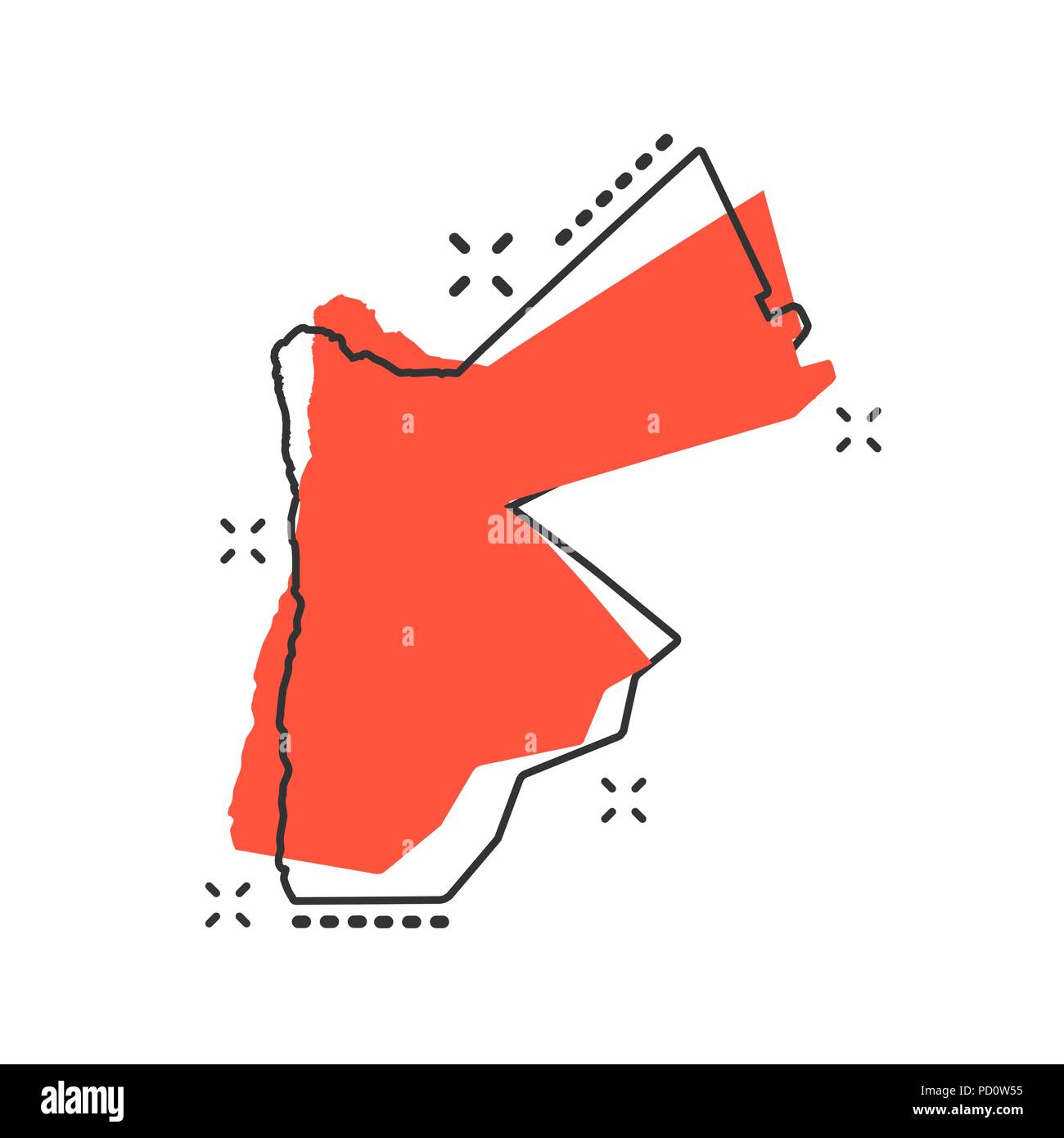 Vector cartoon Jordan map icon in comic style. Jordan sign illustration ...