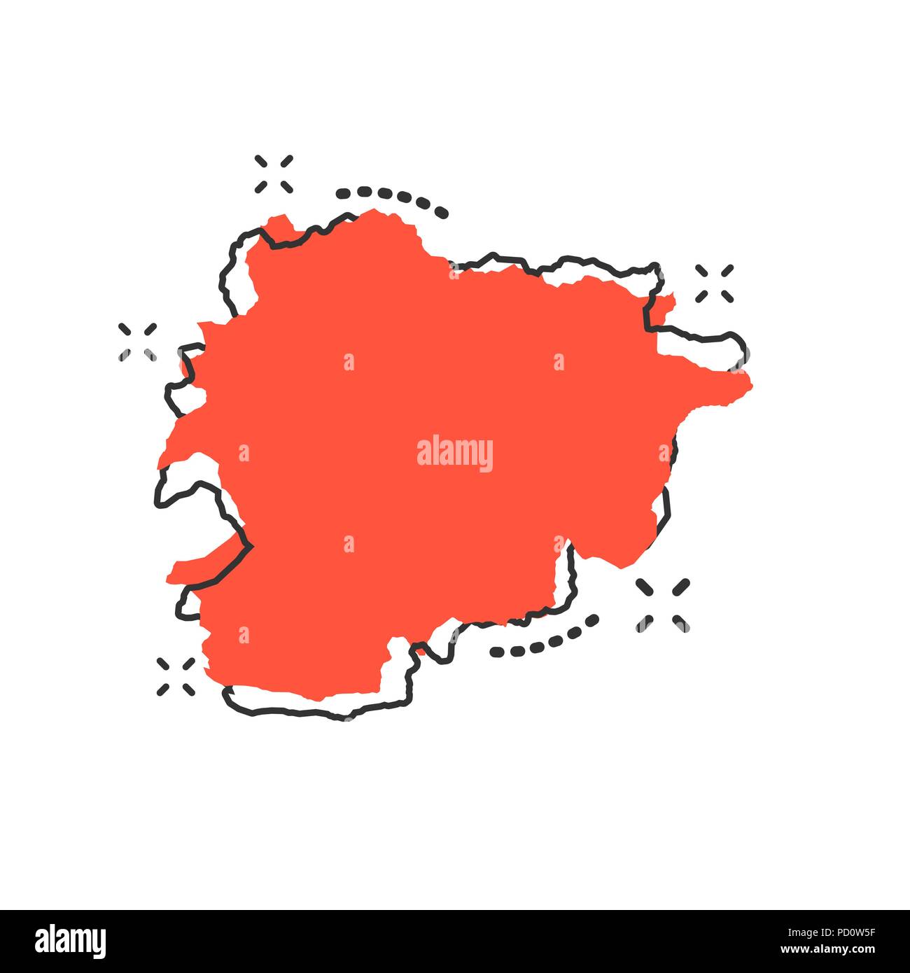 Vector cartoon Andorra map icon in comic style. Andorra sign ...