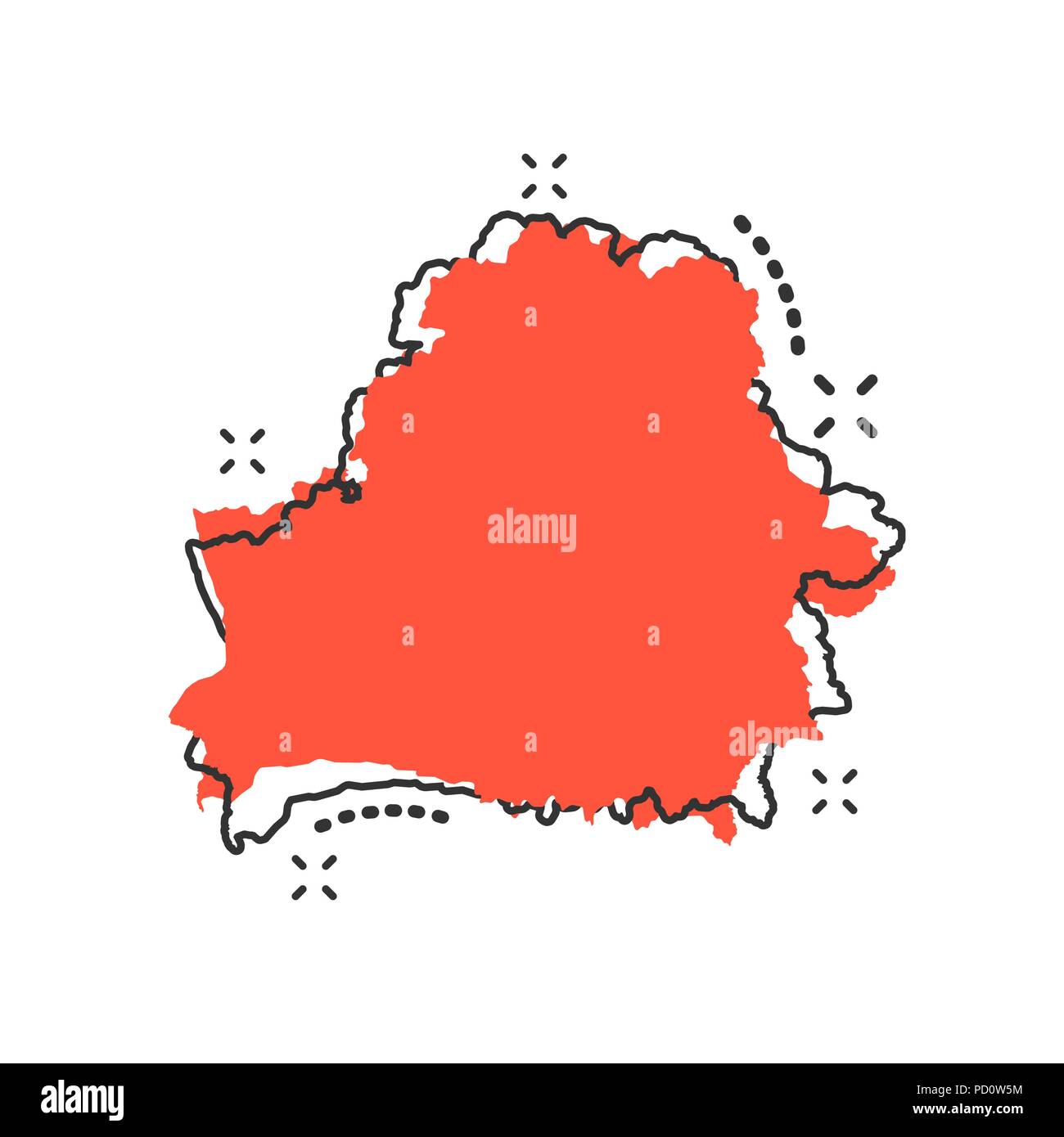 Vector cartoon Belarus map icon in comic style. Belarus sign ...