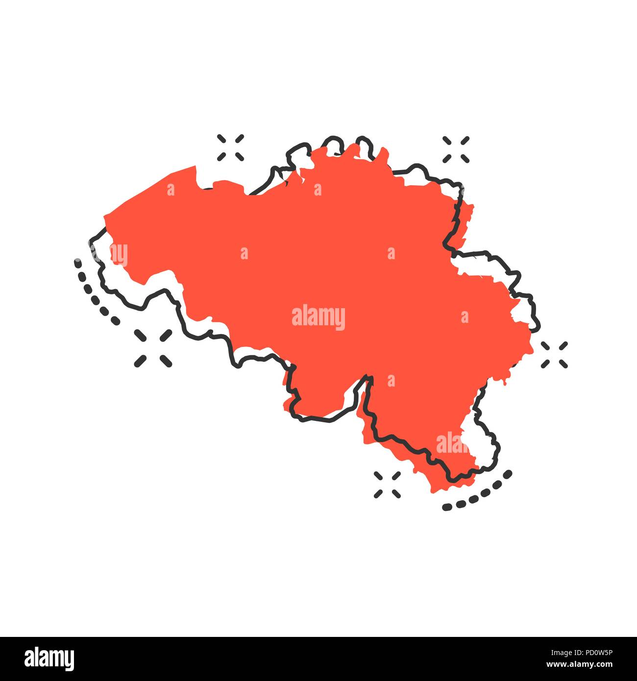 Vector cartoon Belgium map icon in comic style. Belgium sign ...