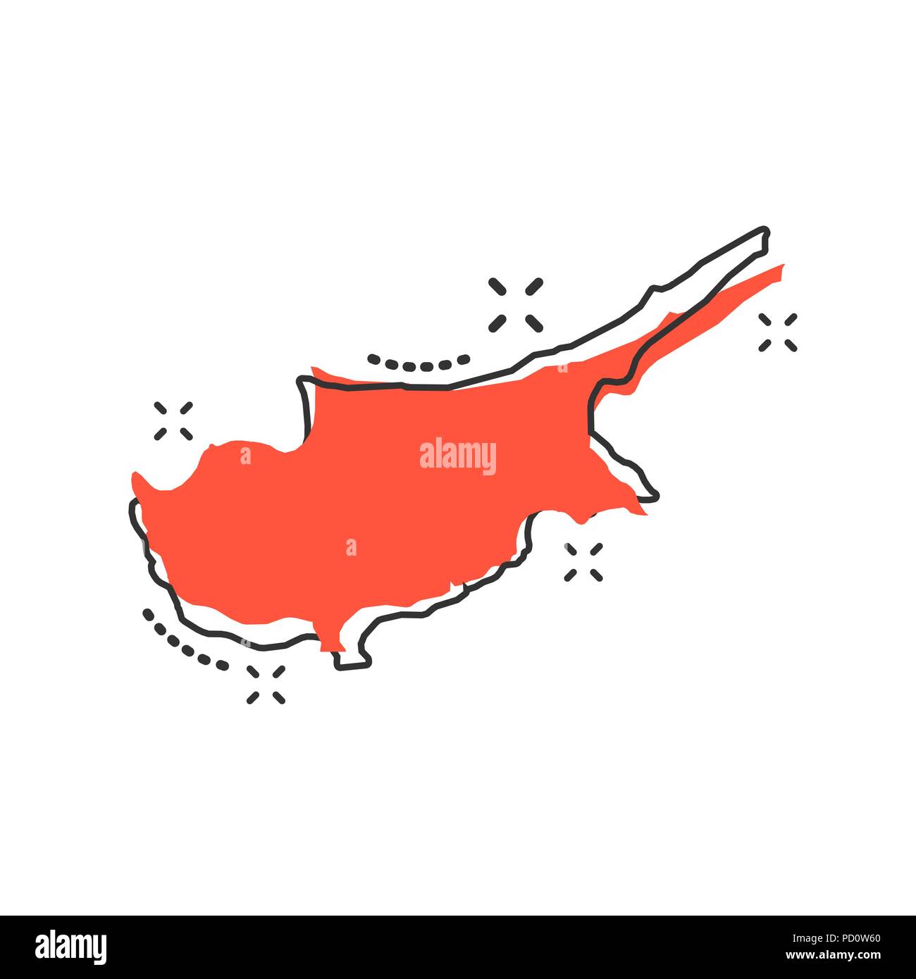 Vector cartoon Cyprus map icon in comic style. Cyprus sign illustration ...