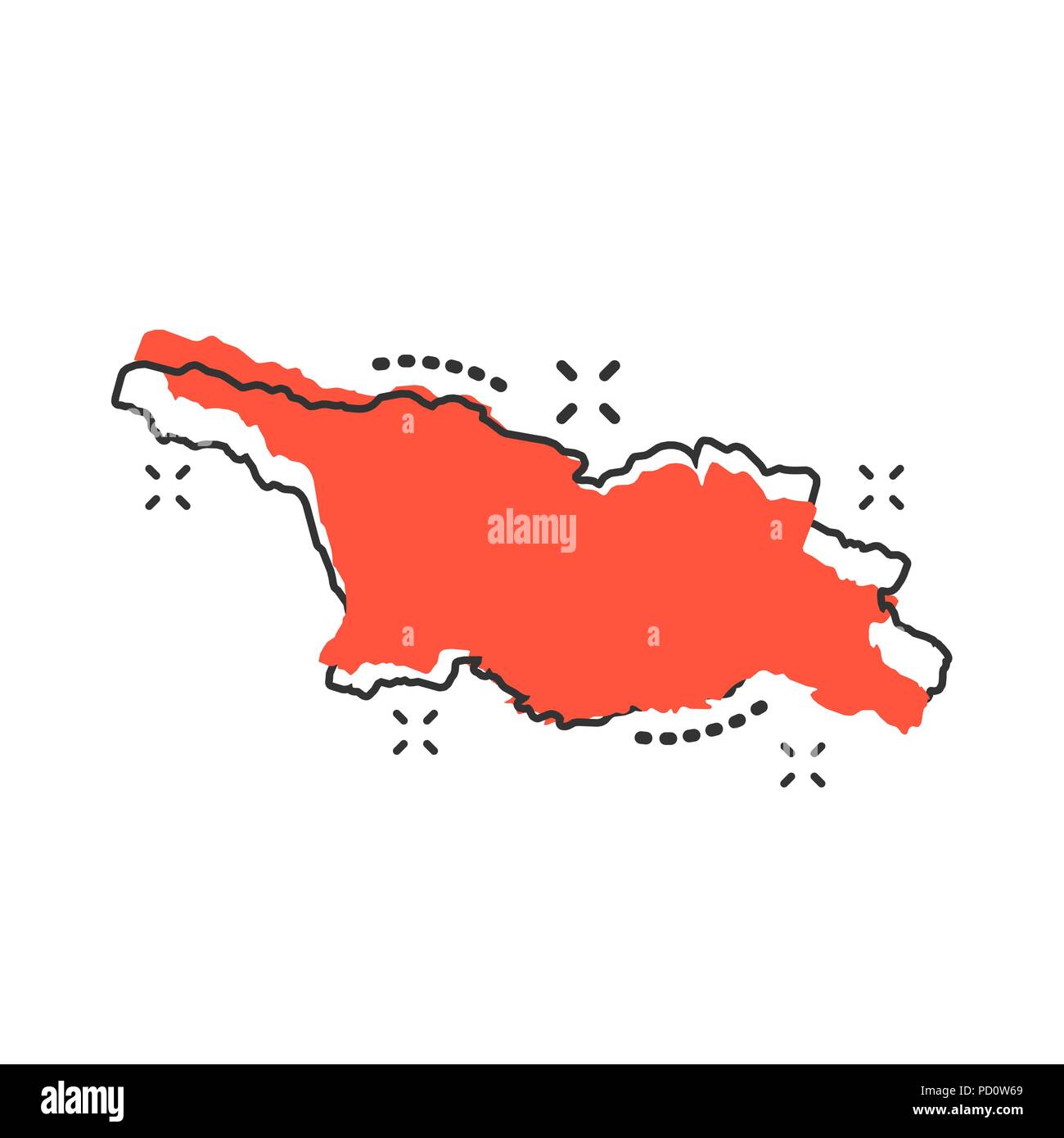 Vector cartoon Georgia map icon in comic style. Georgia sign ...