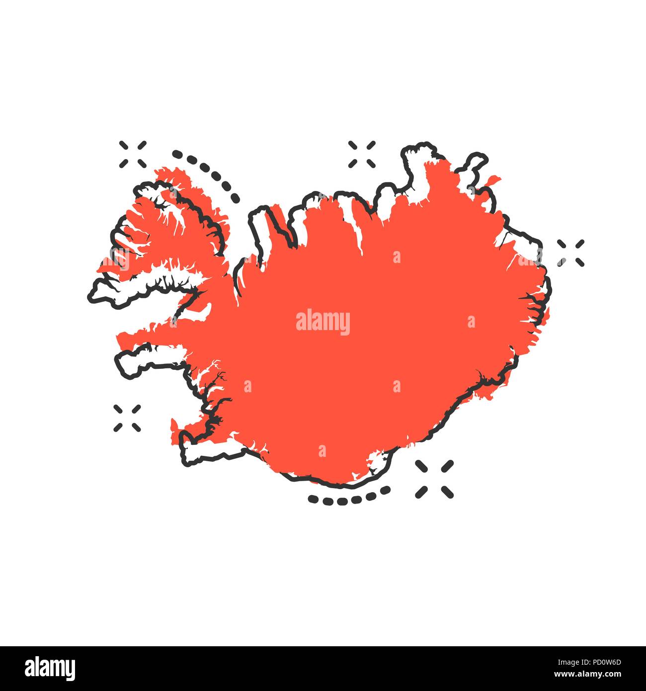 Vector cartoon Iceland map icon in comic style. Iceland sign ...