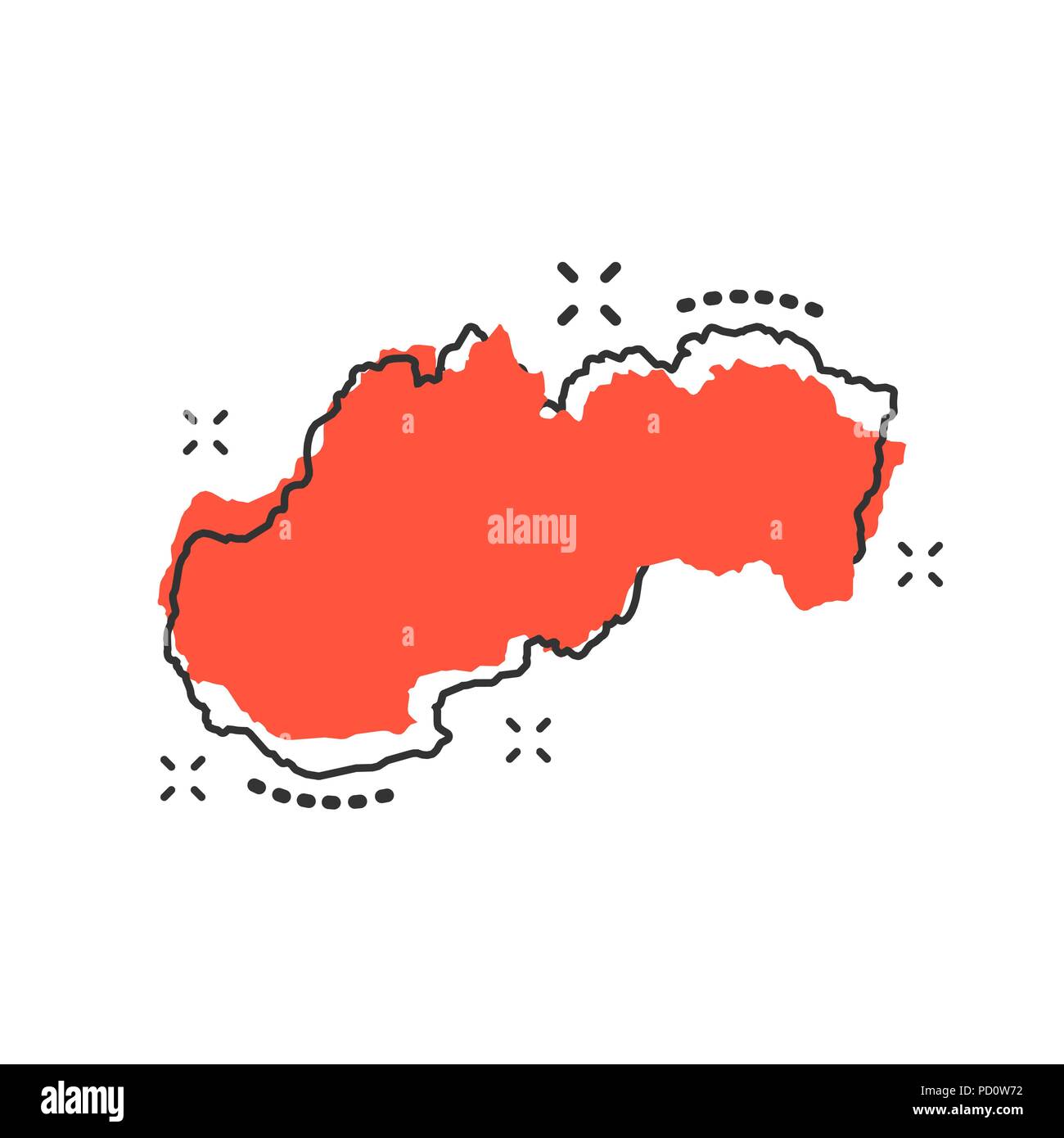 Vector cartoon Slovakia map icon in comic style. Slovakia sign ...